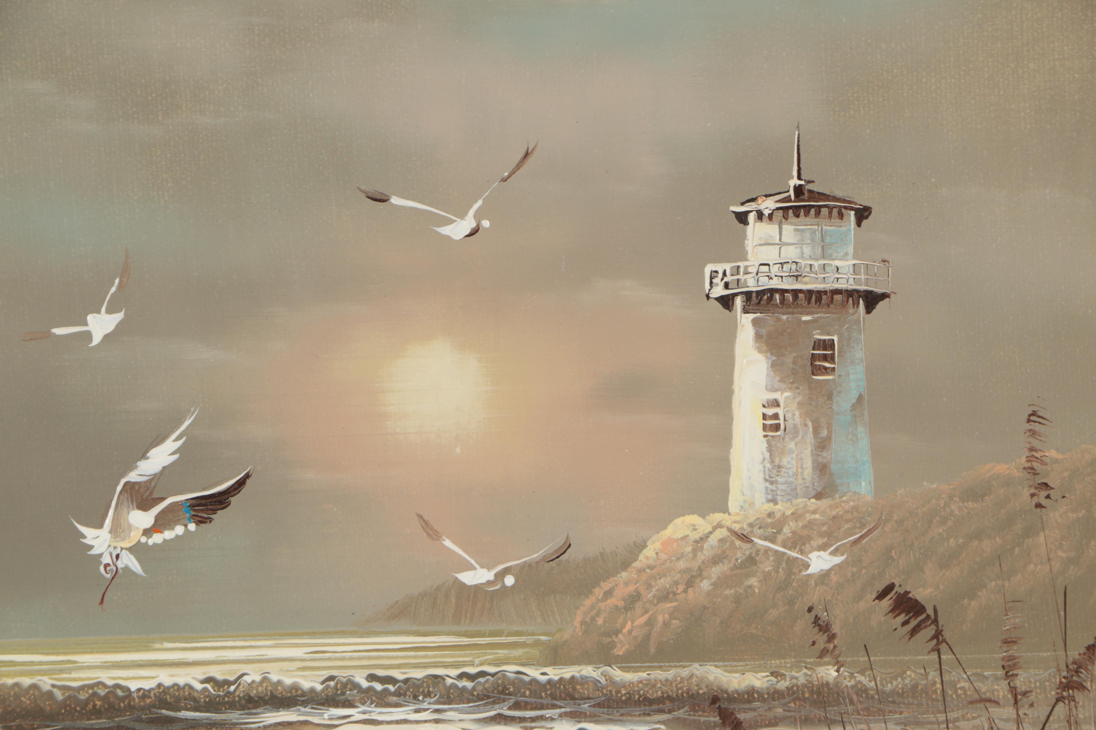 F. Carpenter Oil Painting of Lighthouse | EBTH