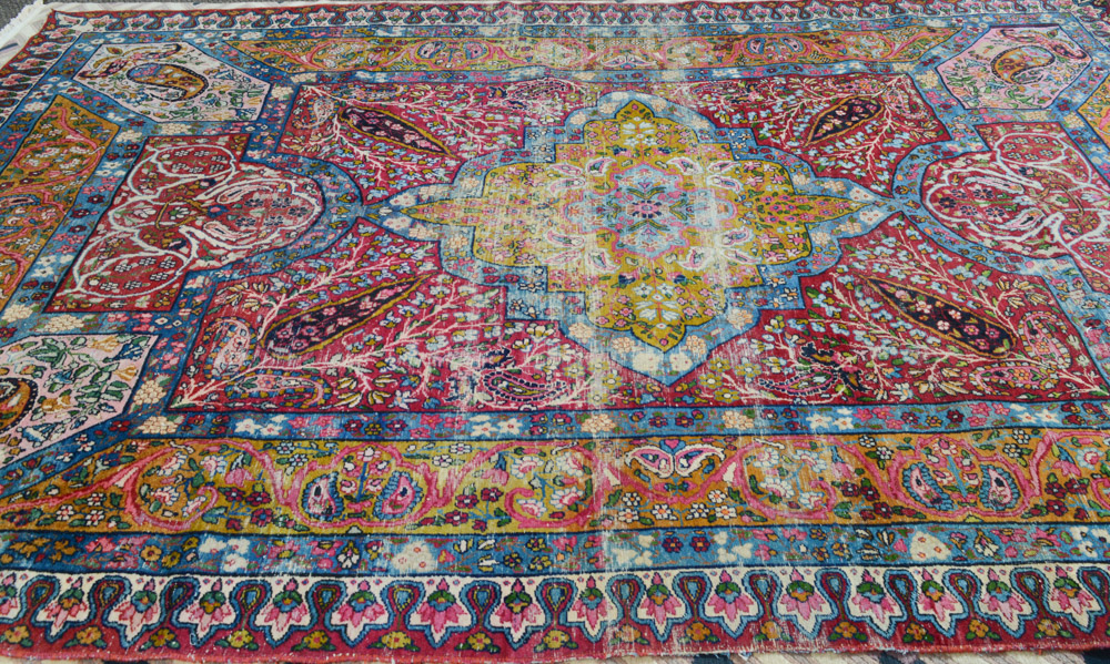 7' x 12' Antique Hand-Knotted Persian Lavar Kerman Rug | EBTH