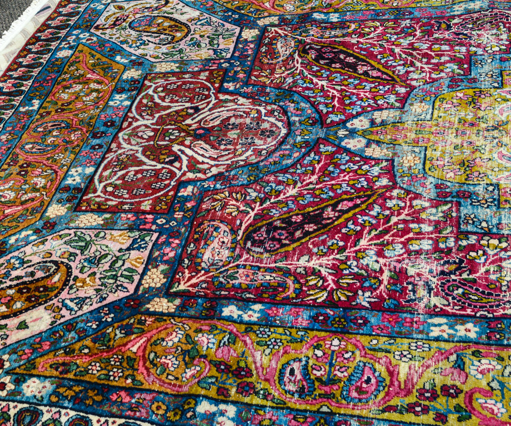 7' x 12' Antique Hand-Knotted Persian Lavar Kerman Rug | EBTH