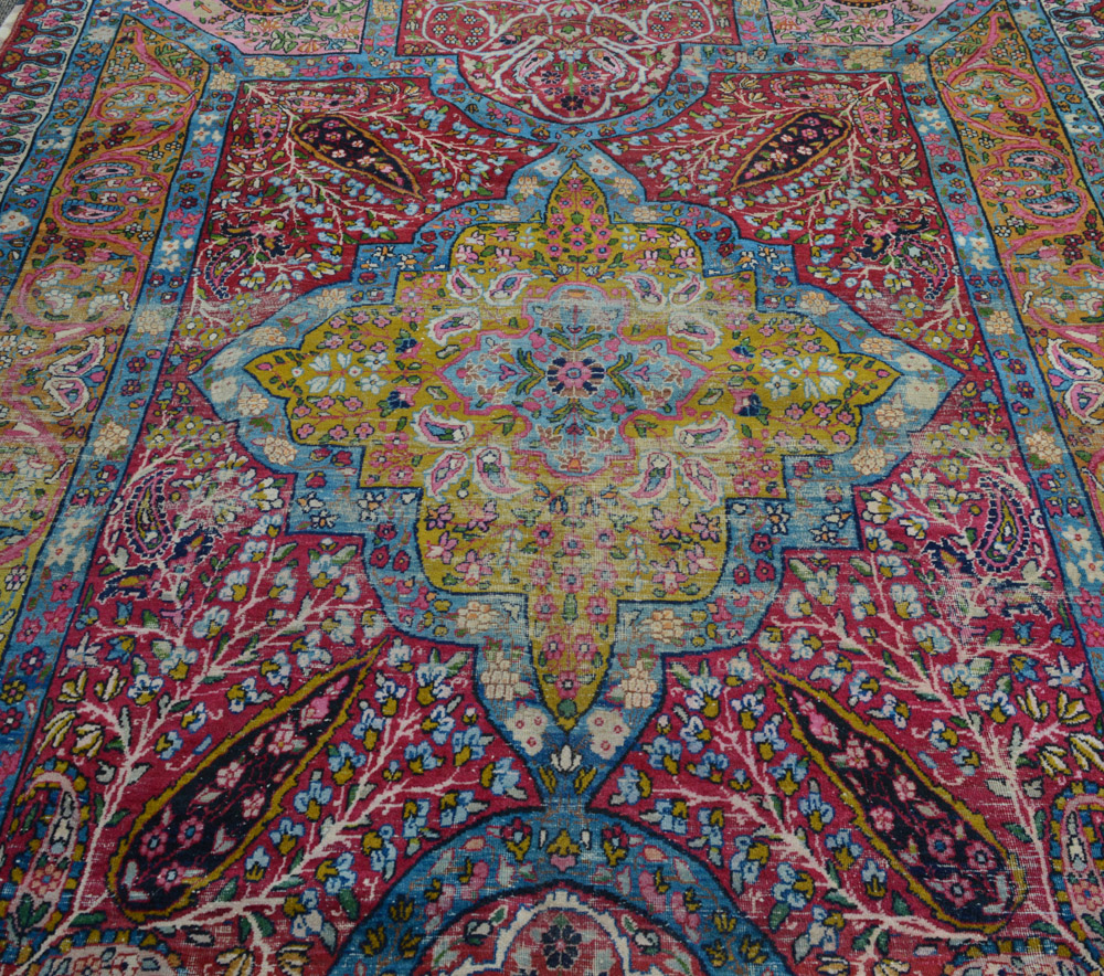 7' x 12' Antique Hand-Knotted Persian Lavar Kerman Rug | EBTH