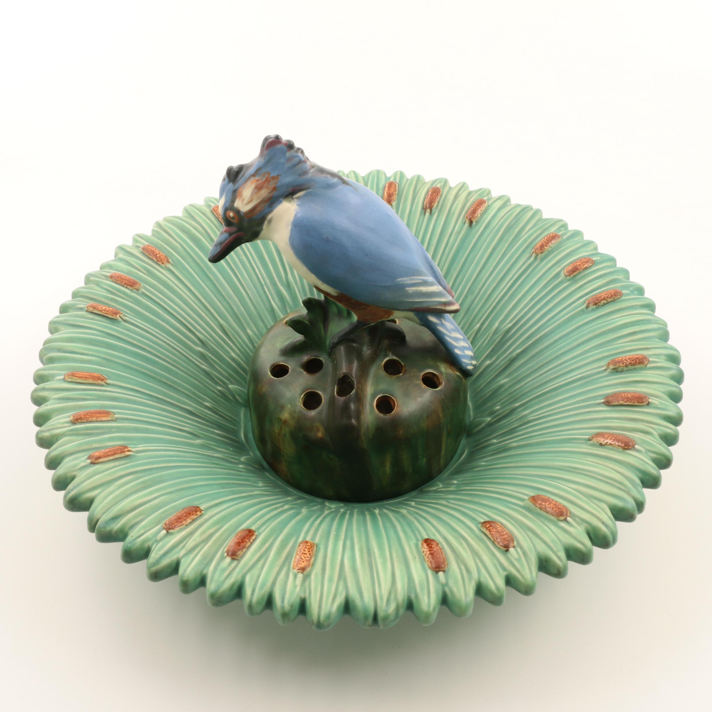 Rare Weller Pottery "Kingfisher" Flower Frog with "Ardsley" Console ...