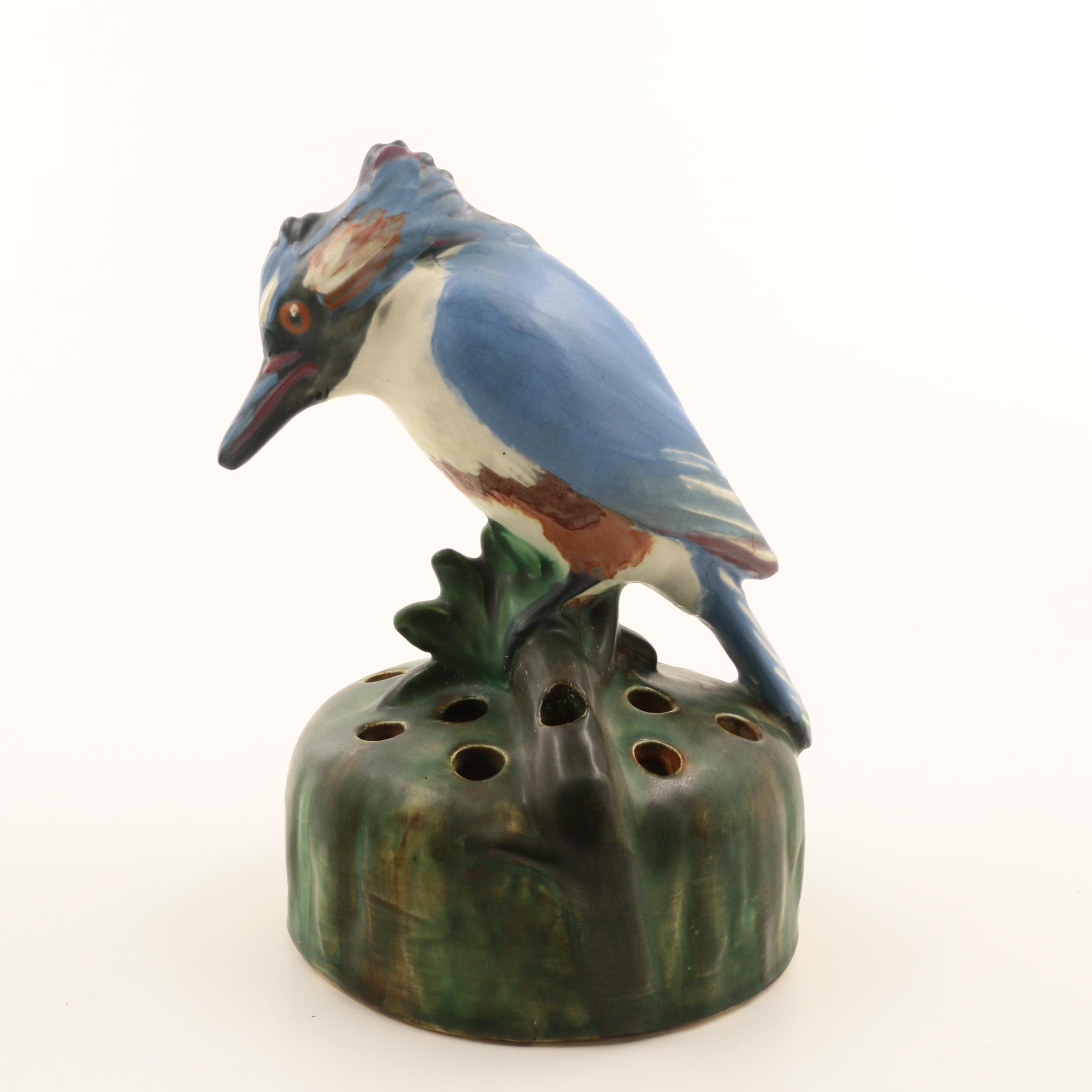 Rare Weller Pottery "Kingfisher" Flower Frog with "Ardsley" Console ...