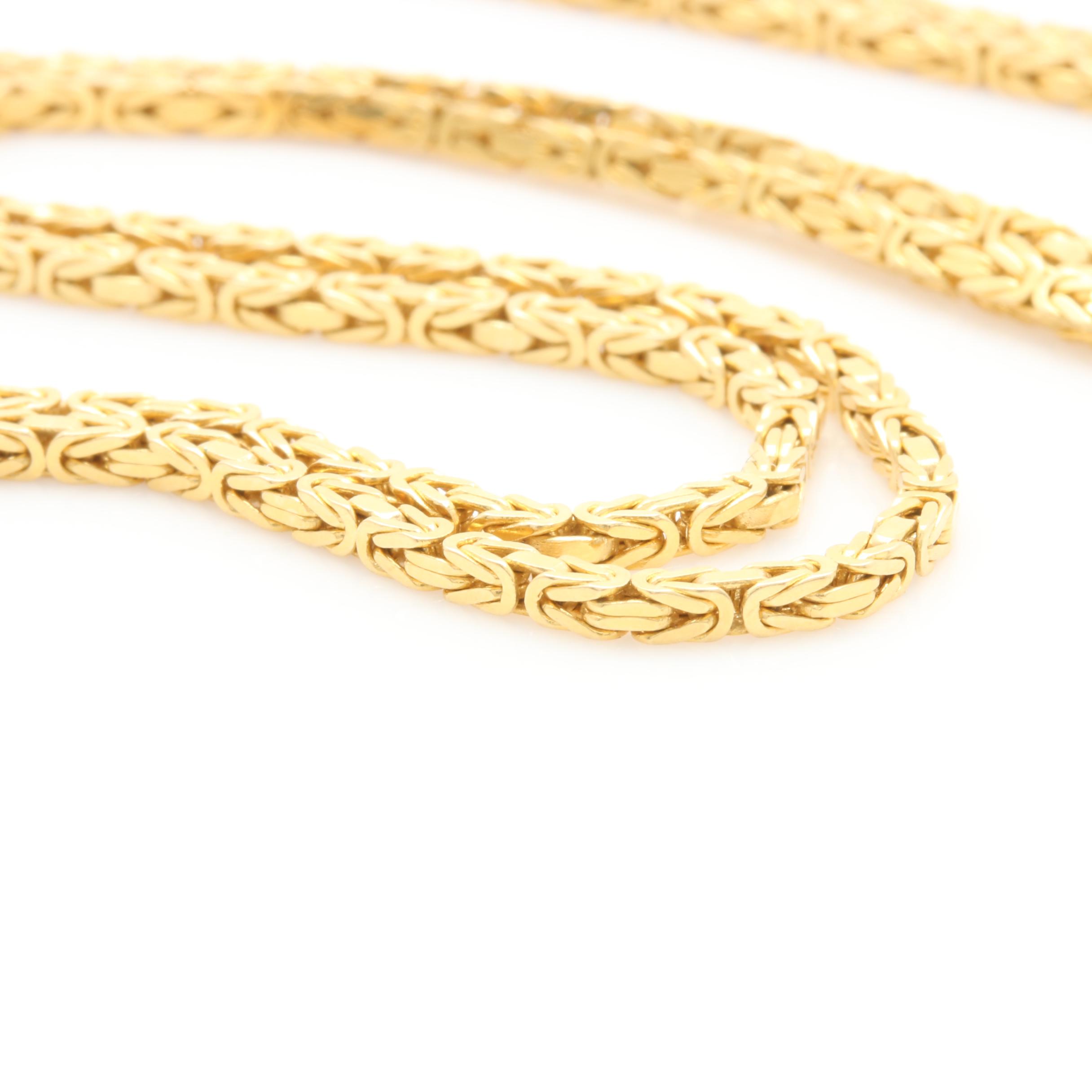 14K Yellow Gold Square Byzantine Chain Necklace | EBTH