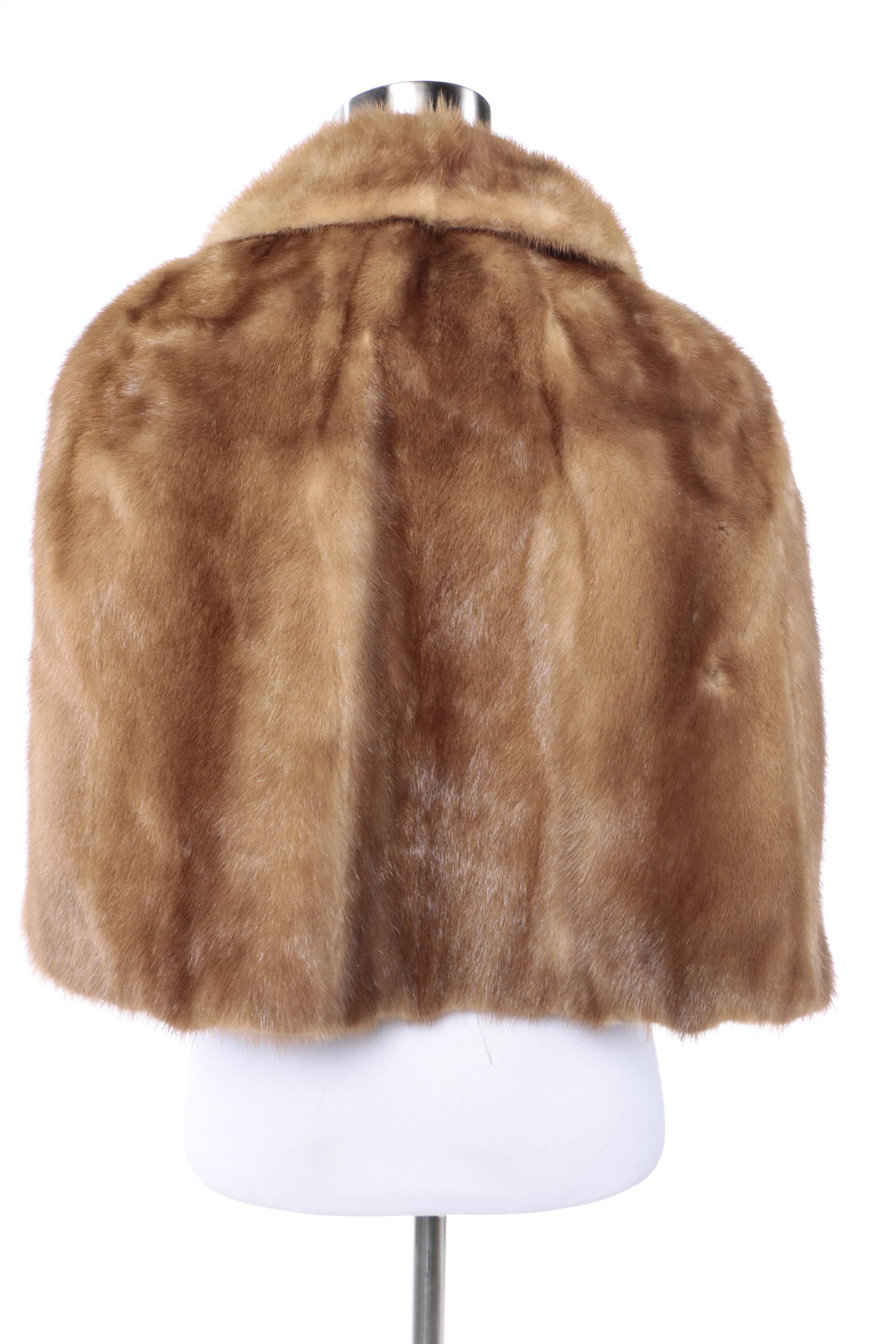 Vintage Light Brown Mink Fur Capelet | EBTH