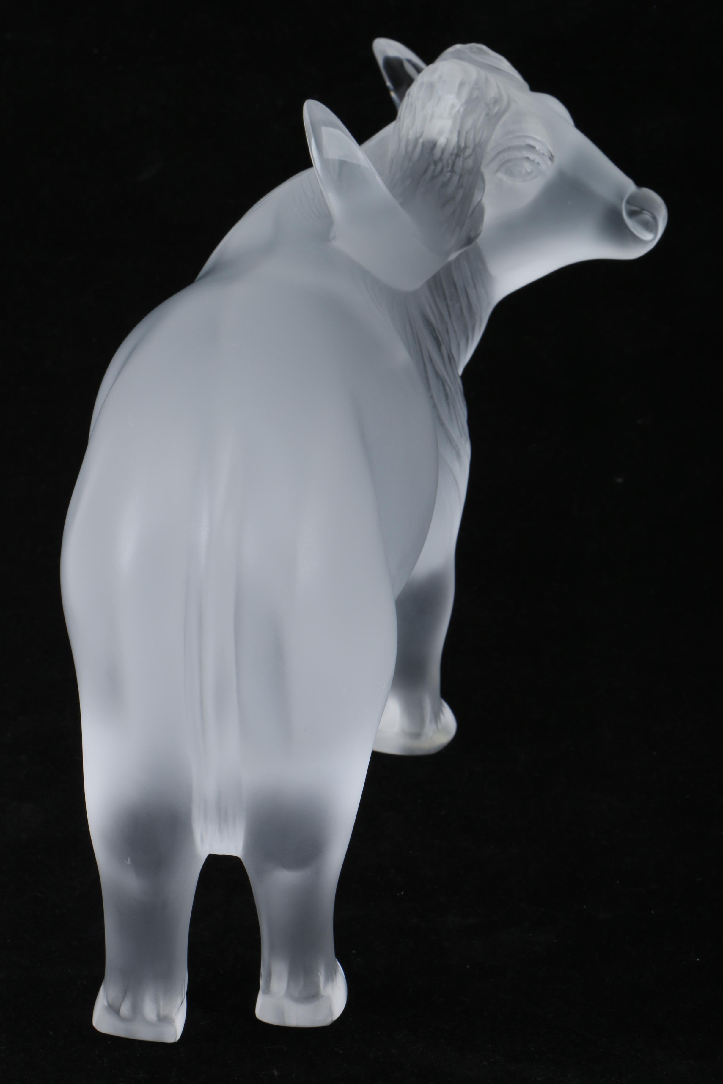 Frosted Crystal Water Buffalo Figurine in the Style of Lalique | EBTH