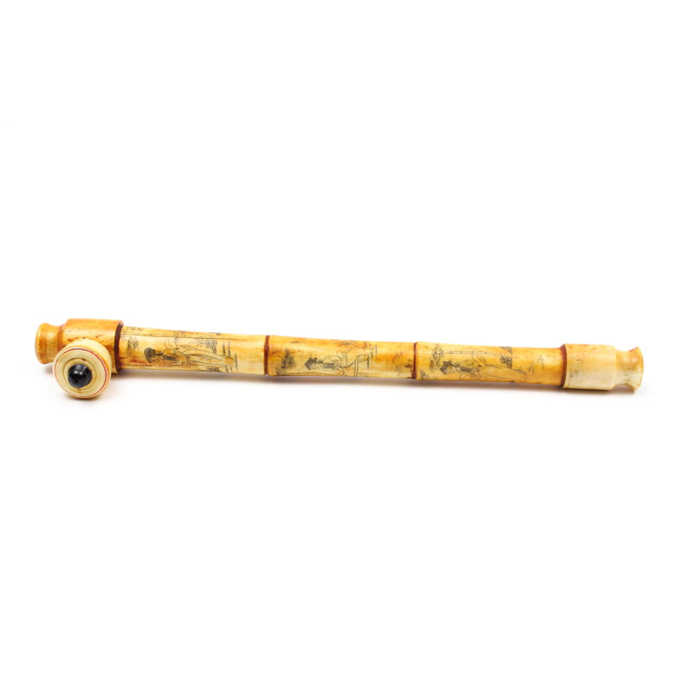 Vintage Chinese Carved Bone Pipe | EBTH