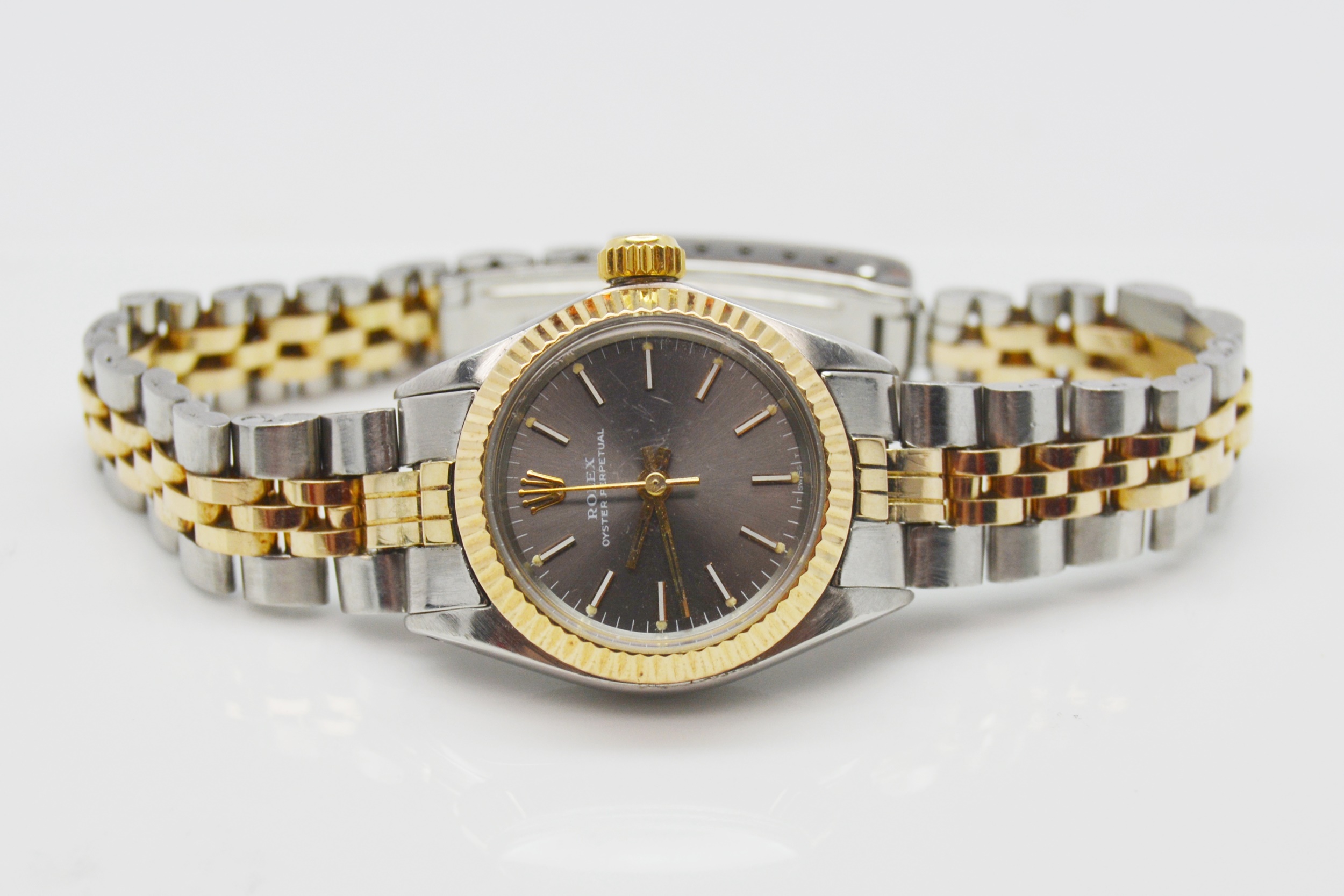 Rolex 14K Yellow Gold and Stainless Steel Oyster Perpetual Wristwatch ...