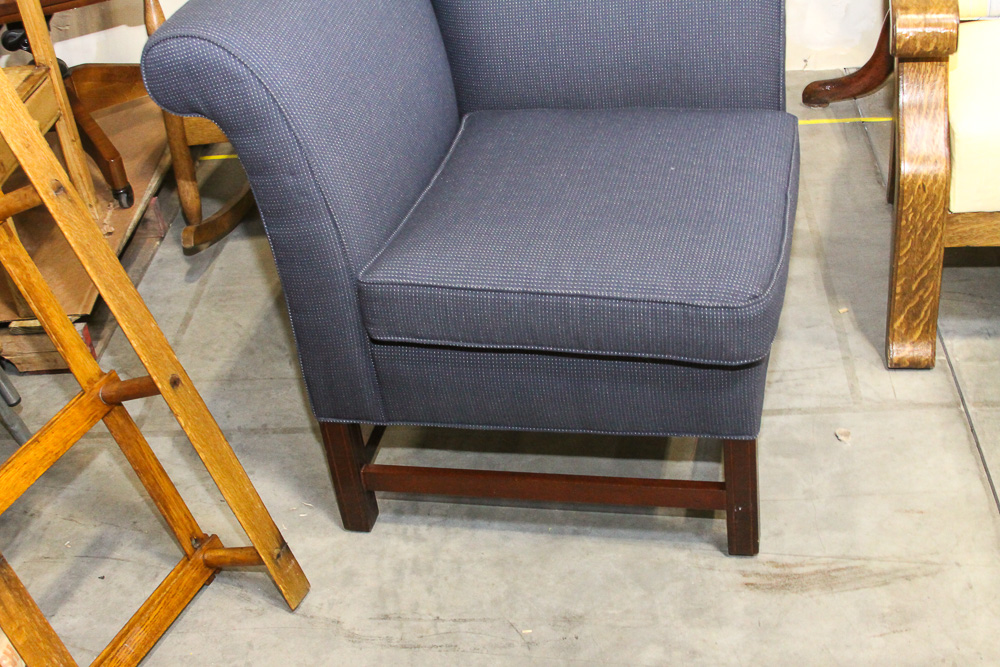Blue Upholstered Corner Chair by Johnston Benchworks | EBTH