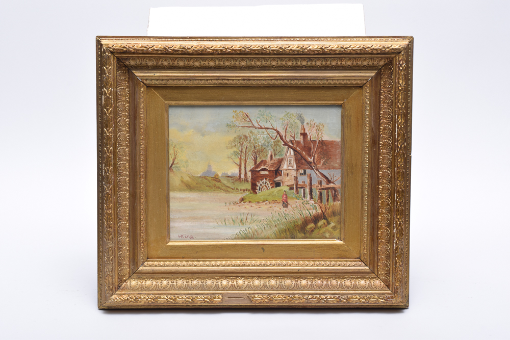 H. King Mid Century Oil Painting "Landscape with Mill" | EBTH