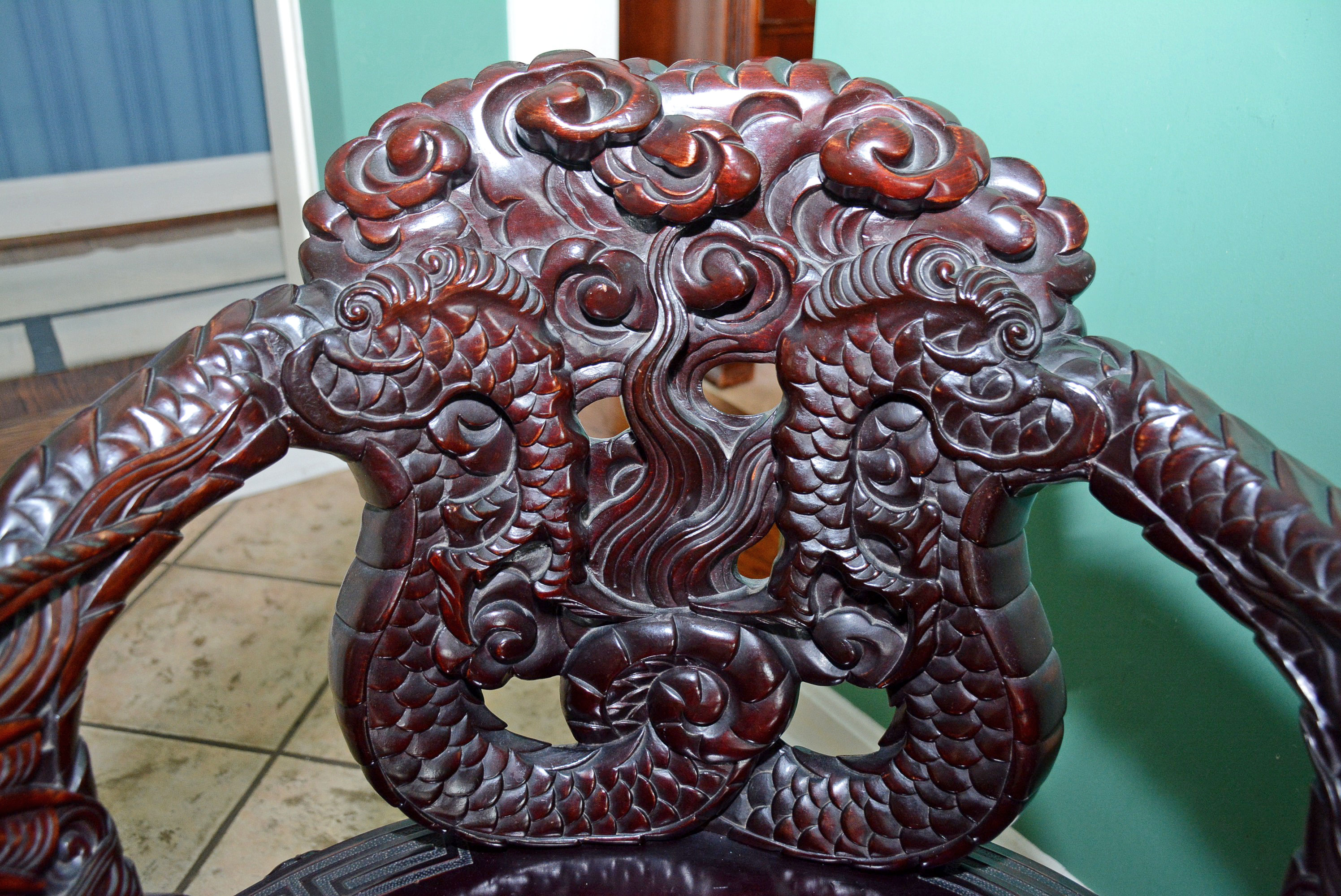 Vintage Chinese Carved Mahogany Dragon Chair | EBTH