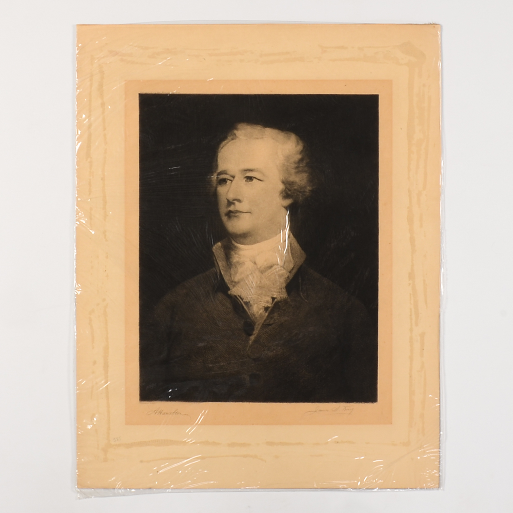 James S. King 1909 Signed Engraving and Etching of Alexander Hamilton ...