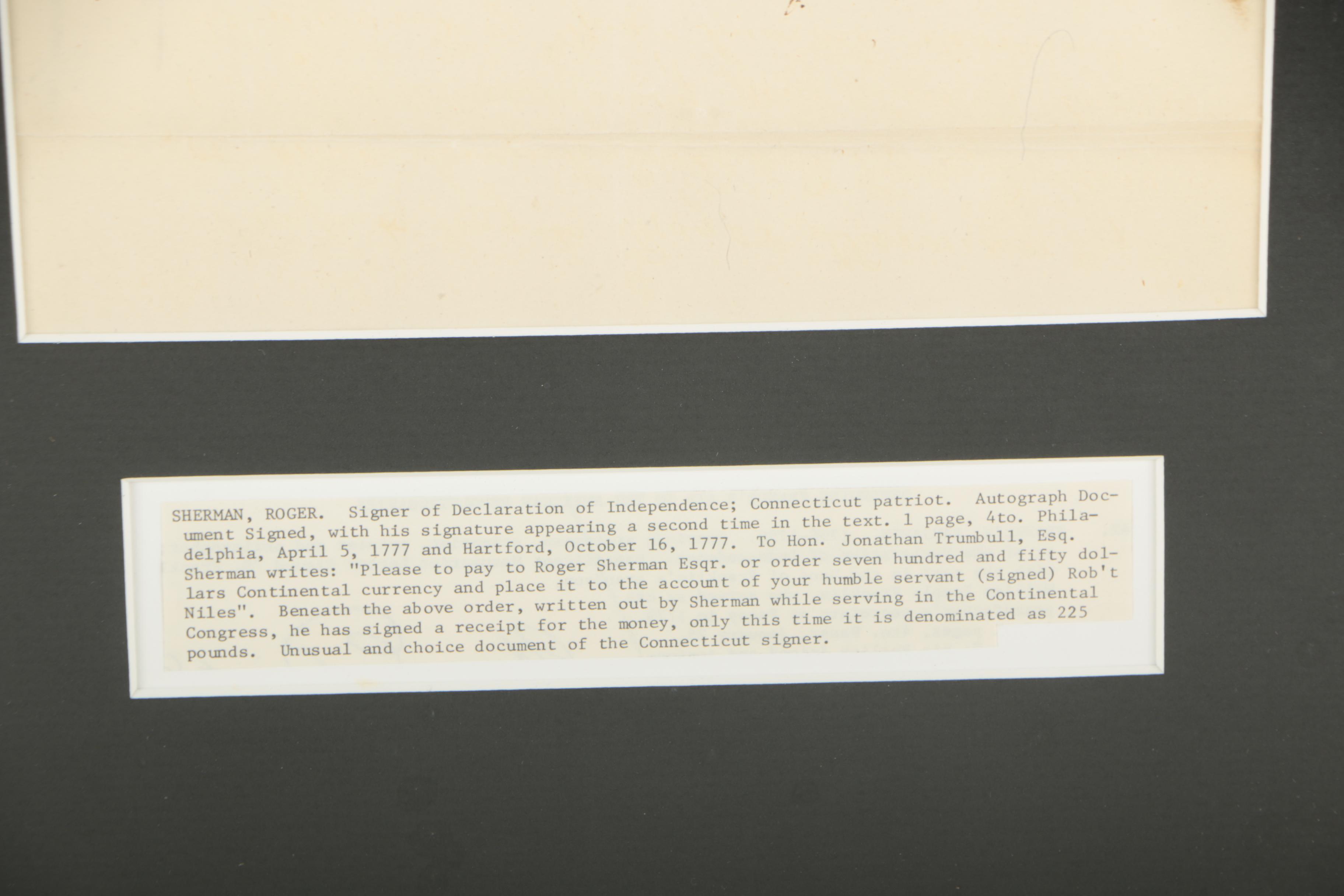 Roger Sherman Document Signed 1777 | EBTH