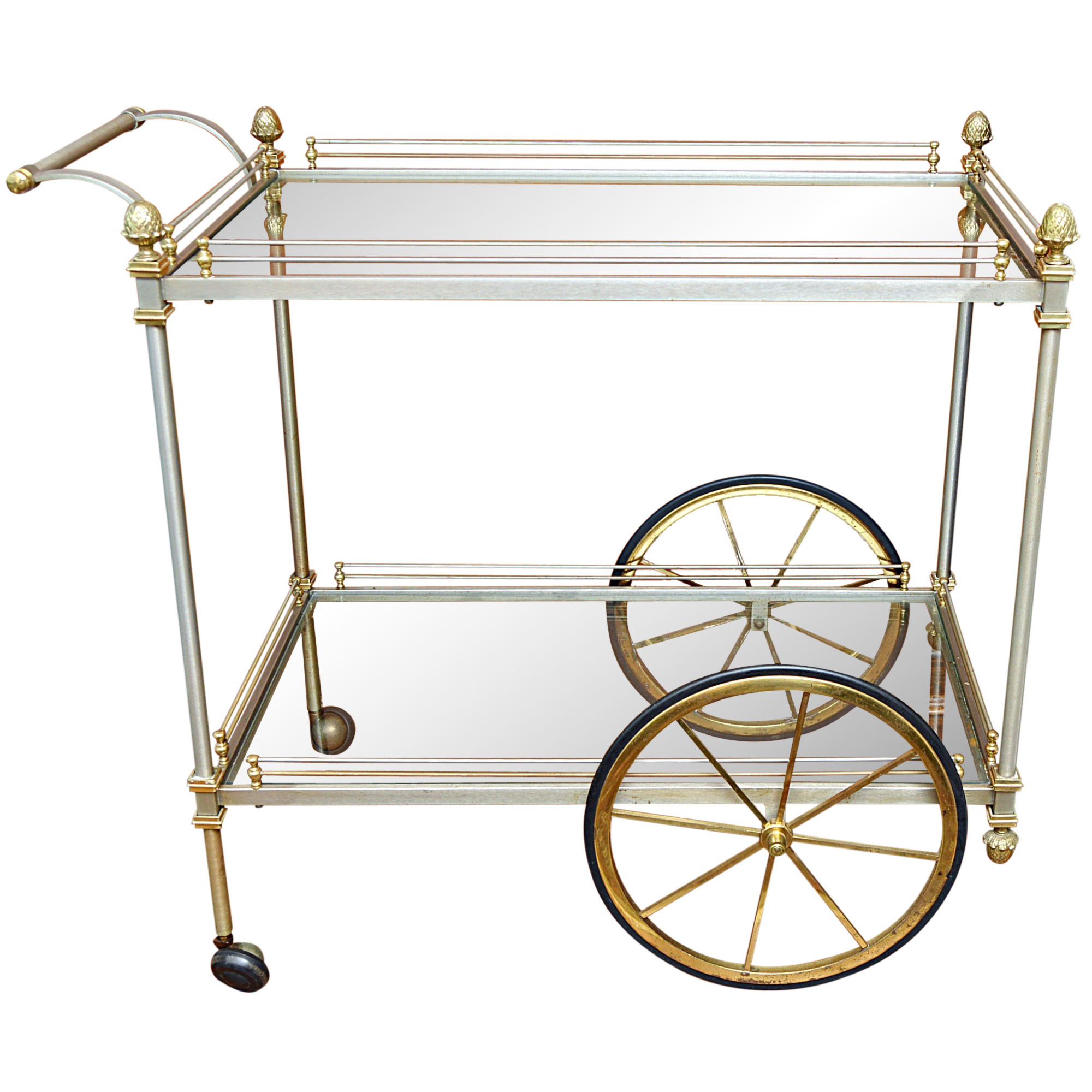 Vintage Neoclassic Metal Tea Cart with Brass Accents | EBTH