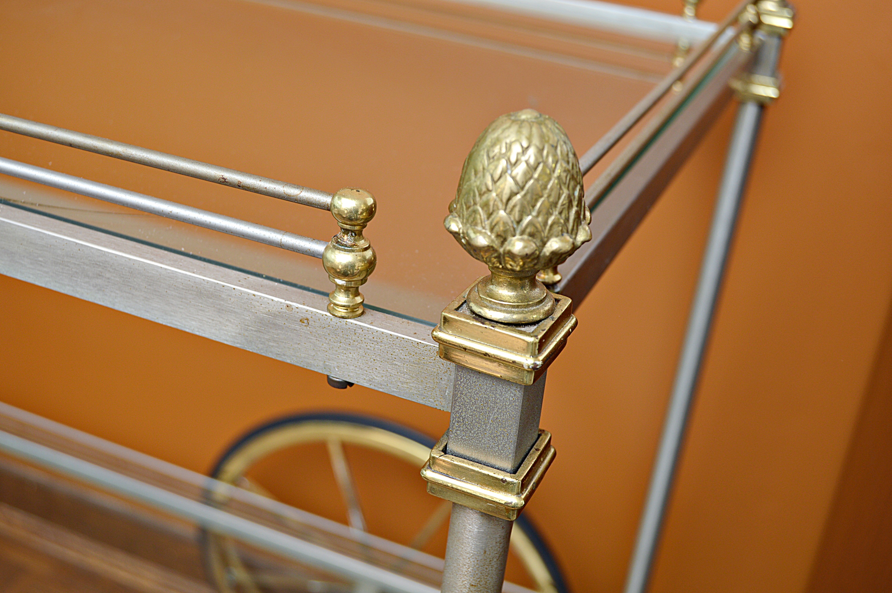Vintage Neoclassic Metal Tea Cart with Brass Accents | EBTH