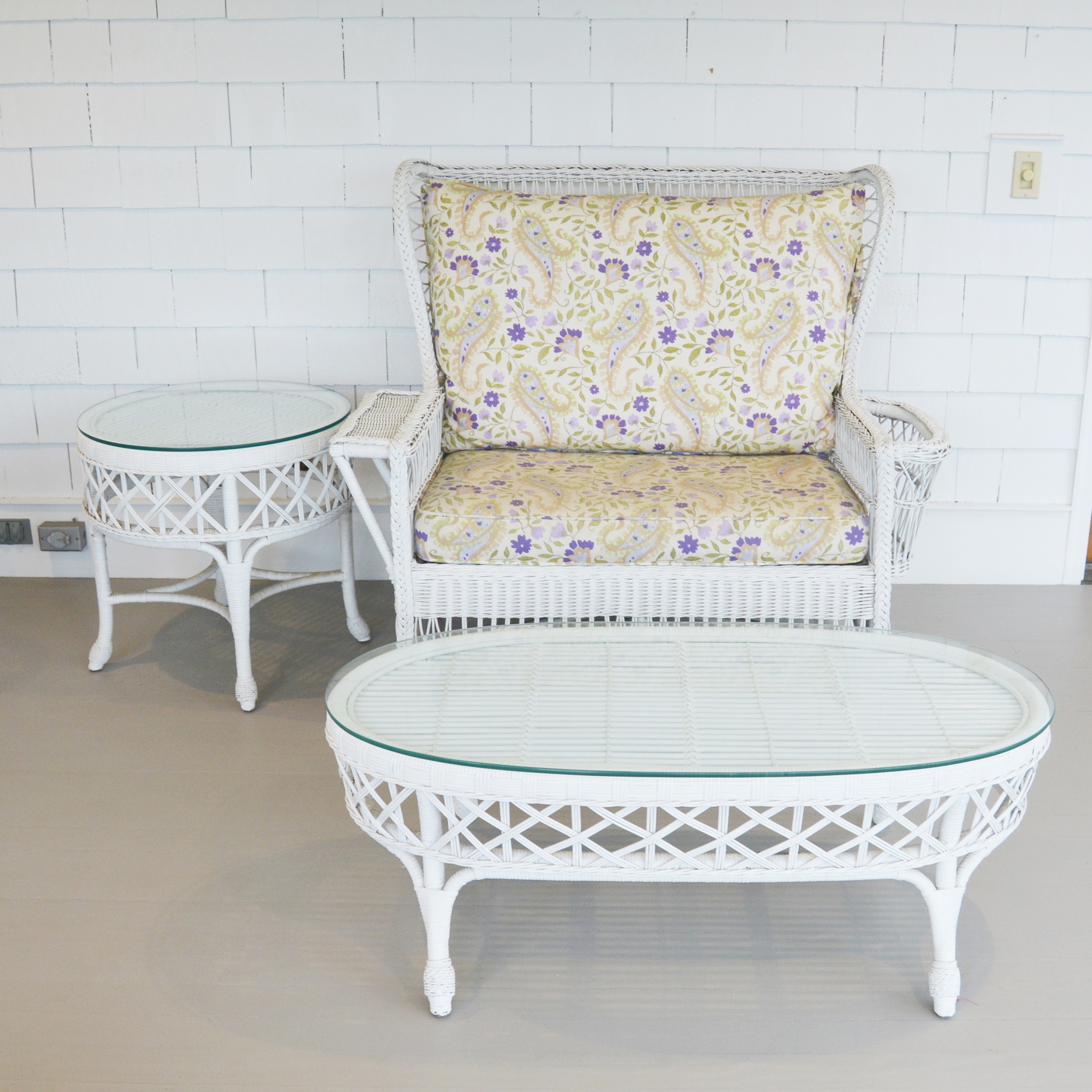 Henry Link Smithsonian Collection Wicker Settee and Tables | EBTH