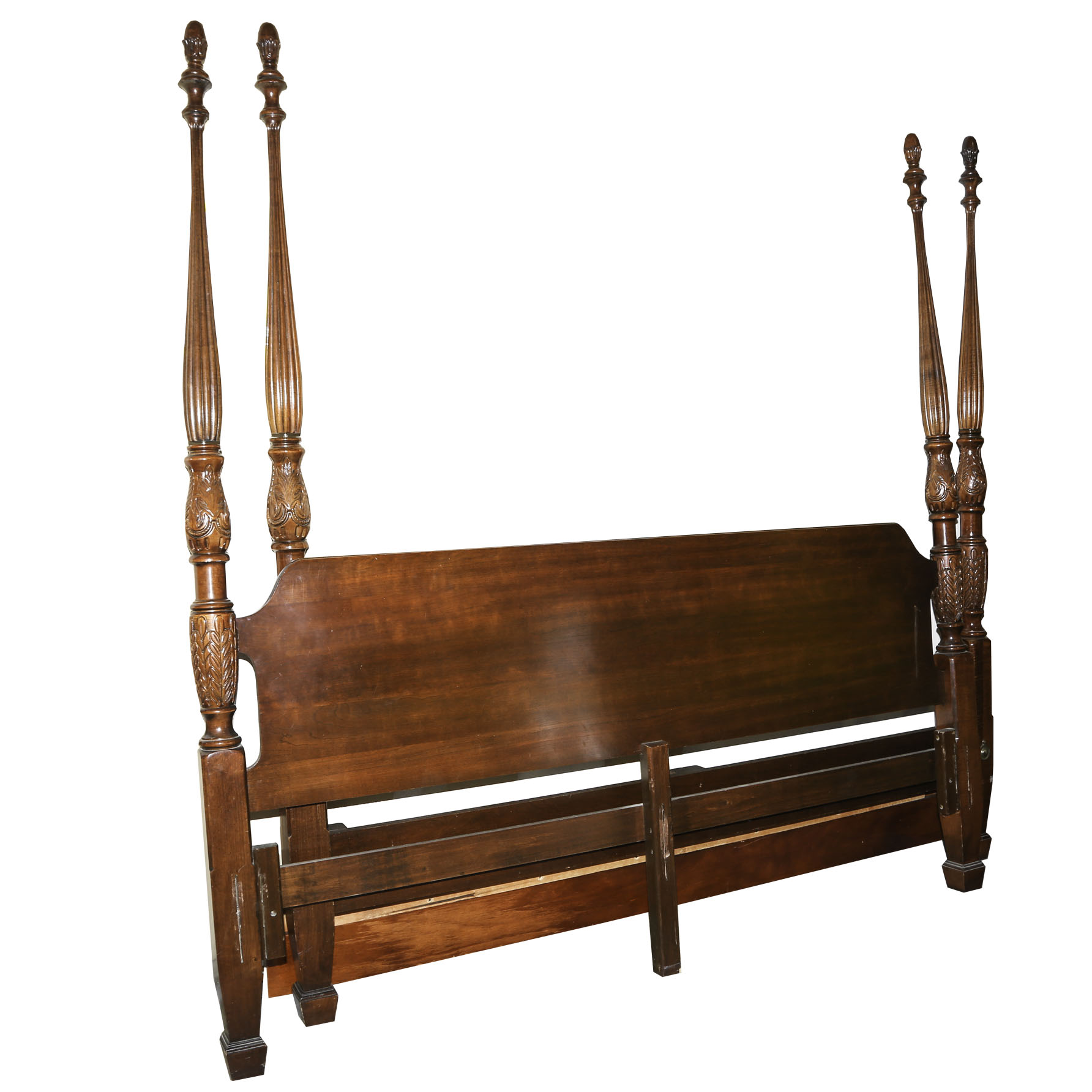 Colonial Revival Mahogany Veneer Poster Rice Bed | EBTH