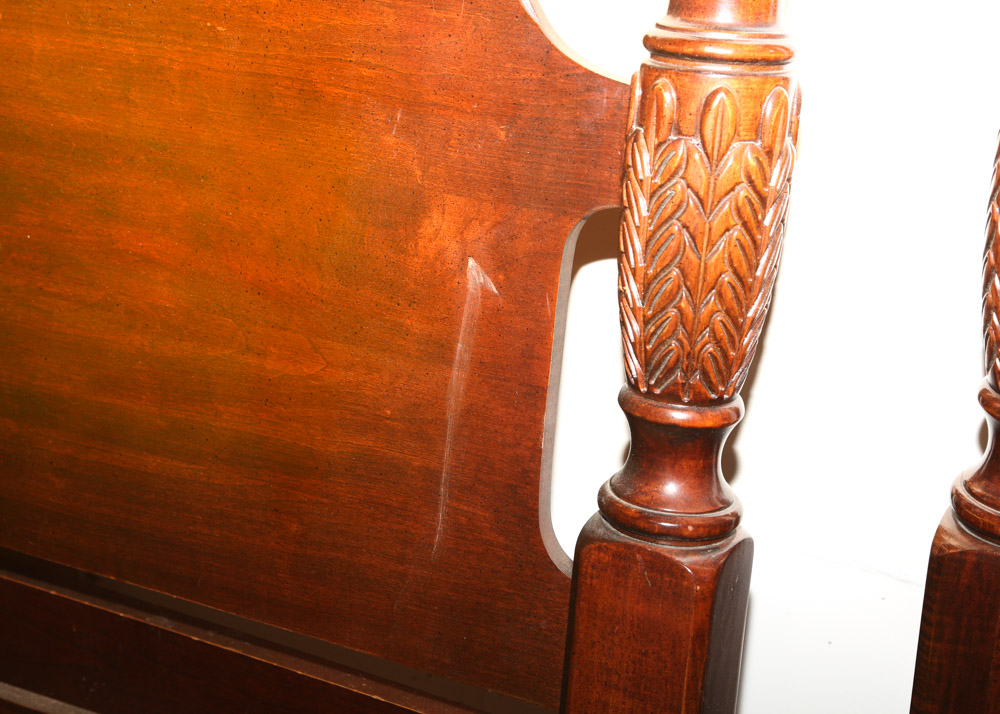 Colonial Revival Mahogany Veneer Poster Rice Bed | EBTH