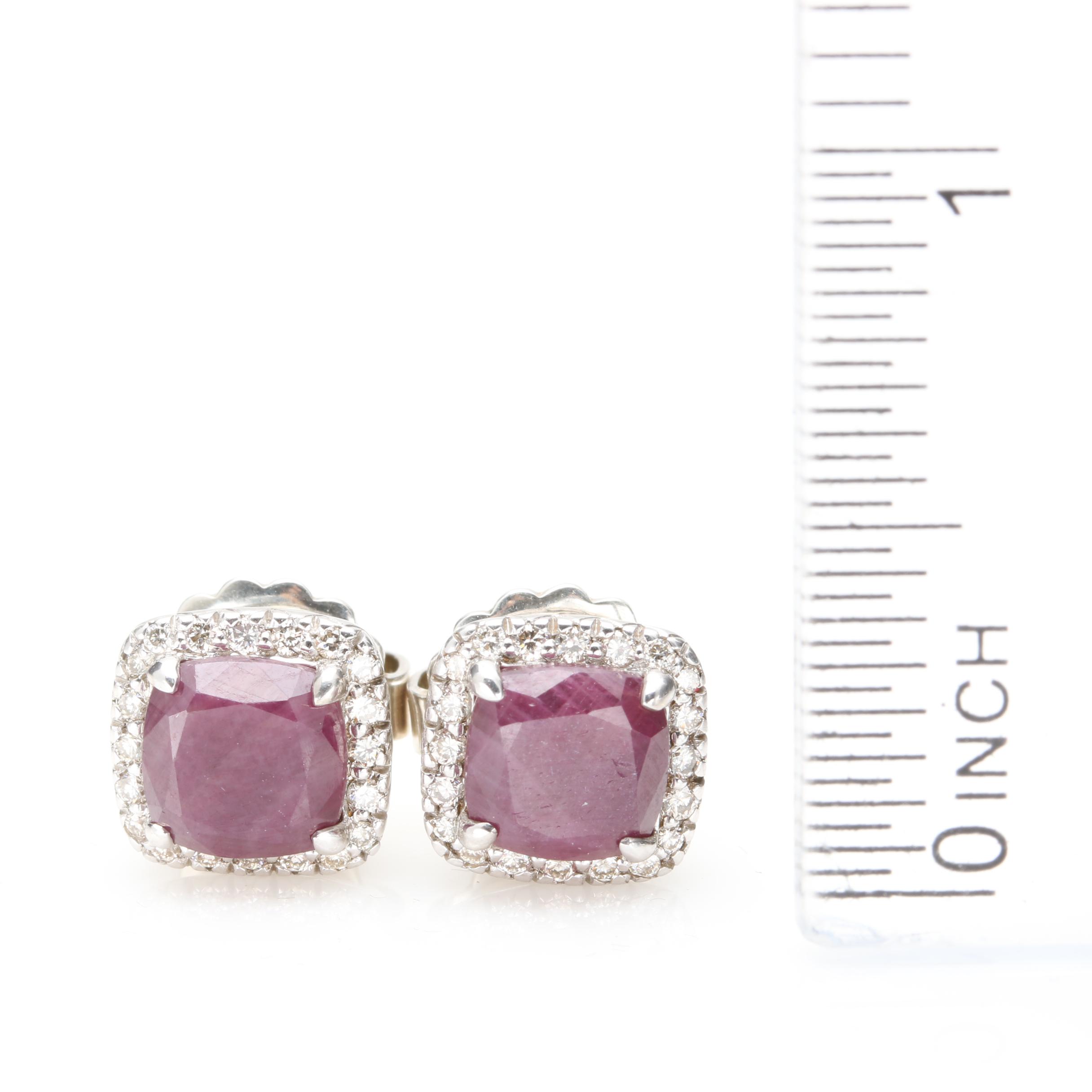 John Hardy Sterling Silver Ruby and Diamond Stud Earrings | EBTH