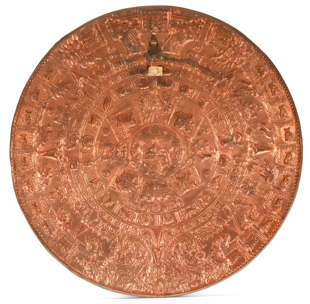 Mexican Copper Aztec Calendar Wall Sculpture | EBTH