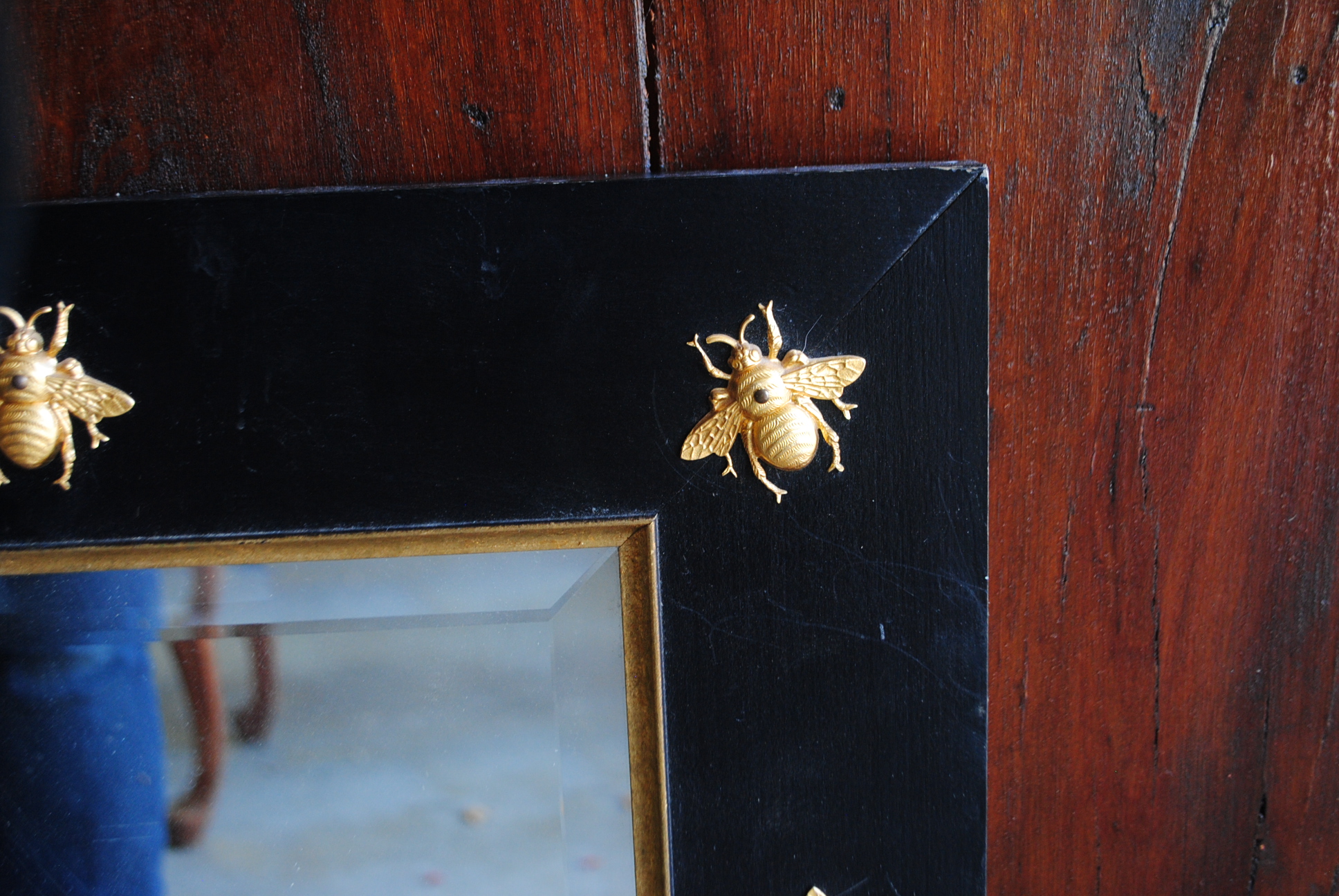 Black Framed Mirror with Gold Bees | EBTH