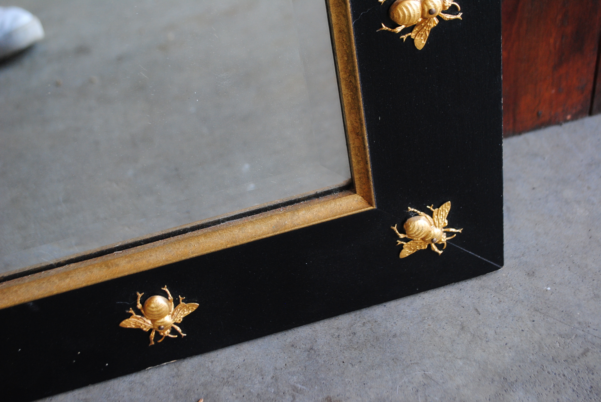 Black Framed Mirror with Gold Bees | EBTH