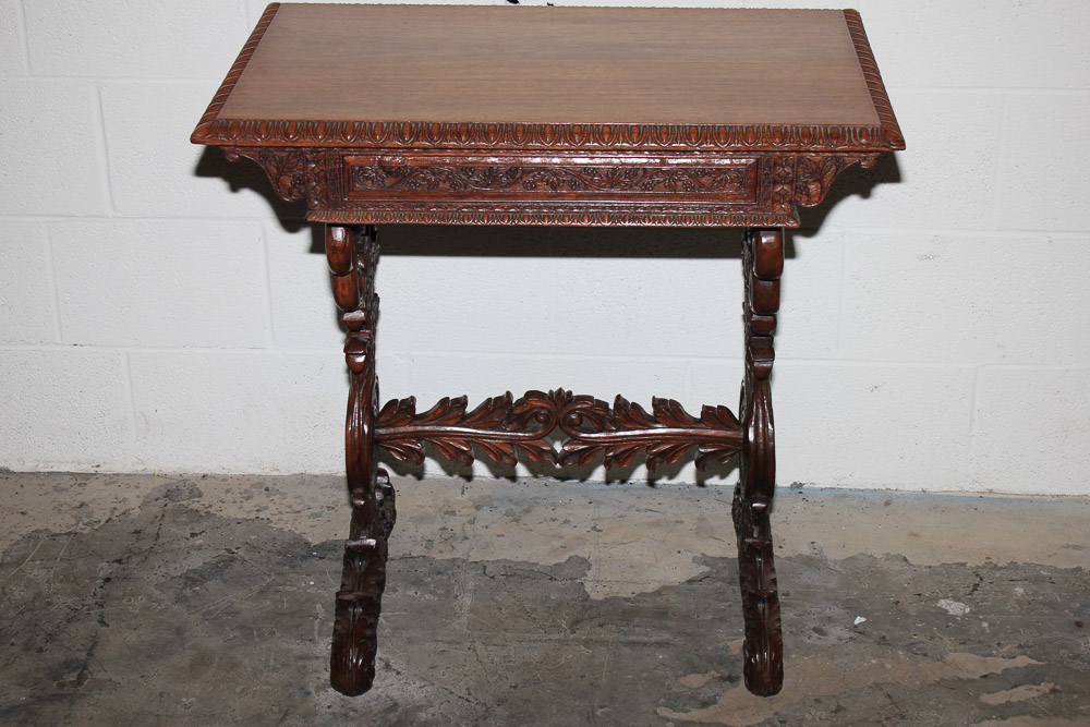 Carved Trestle Leg Table | EBTH