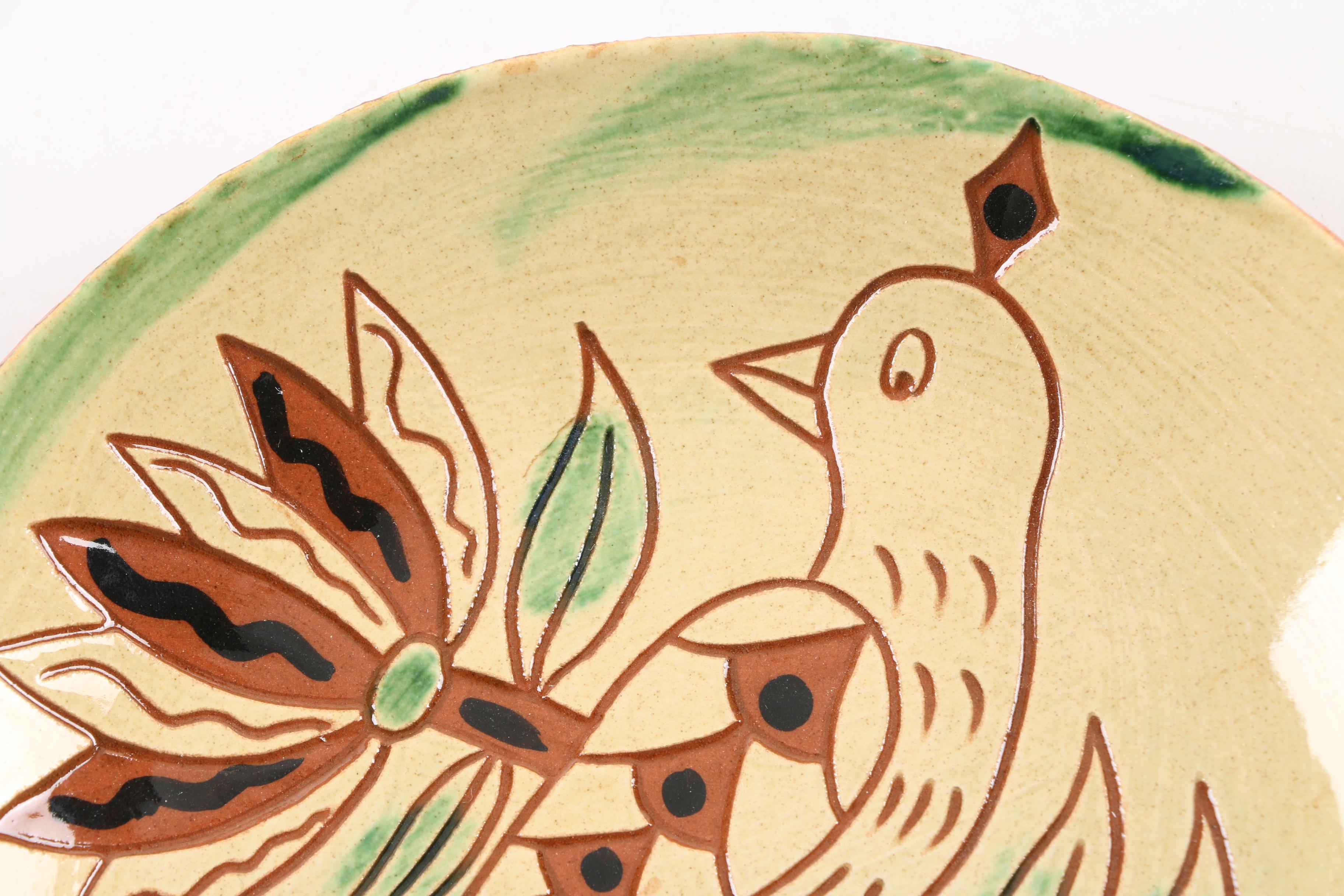 Breininger Pottery Signed Slip Decorate Redware Bowls | EBTH