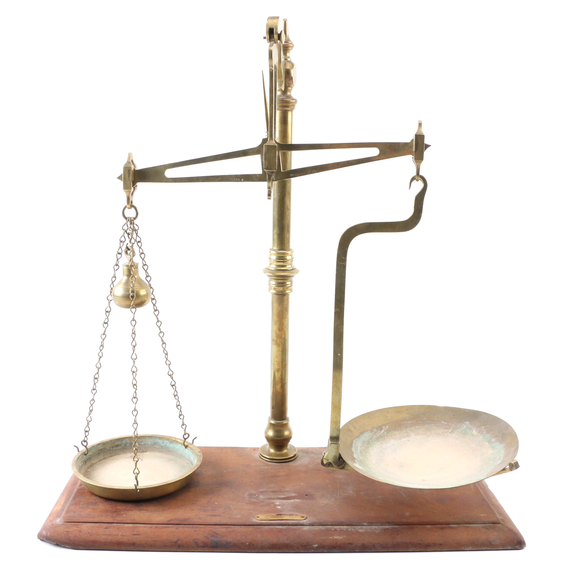 Brass and Wood Equal Arm Balance Scale | EBTH