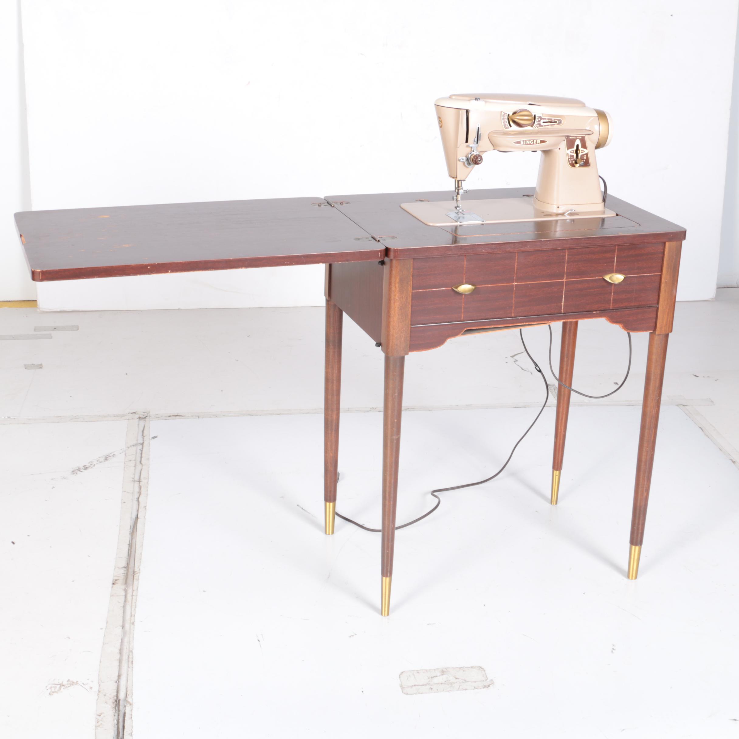 Vintage Singer 500A Sewing Machine and Table | EBTH