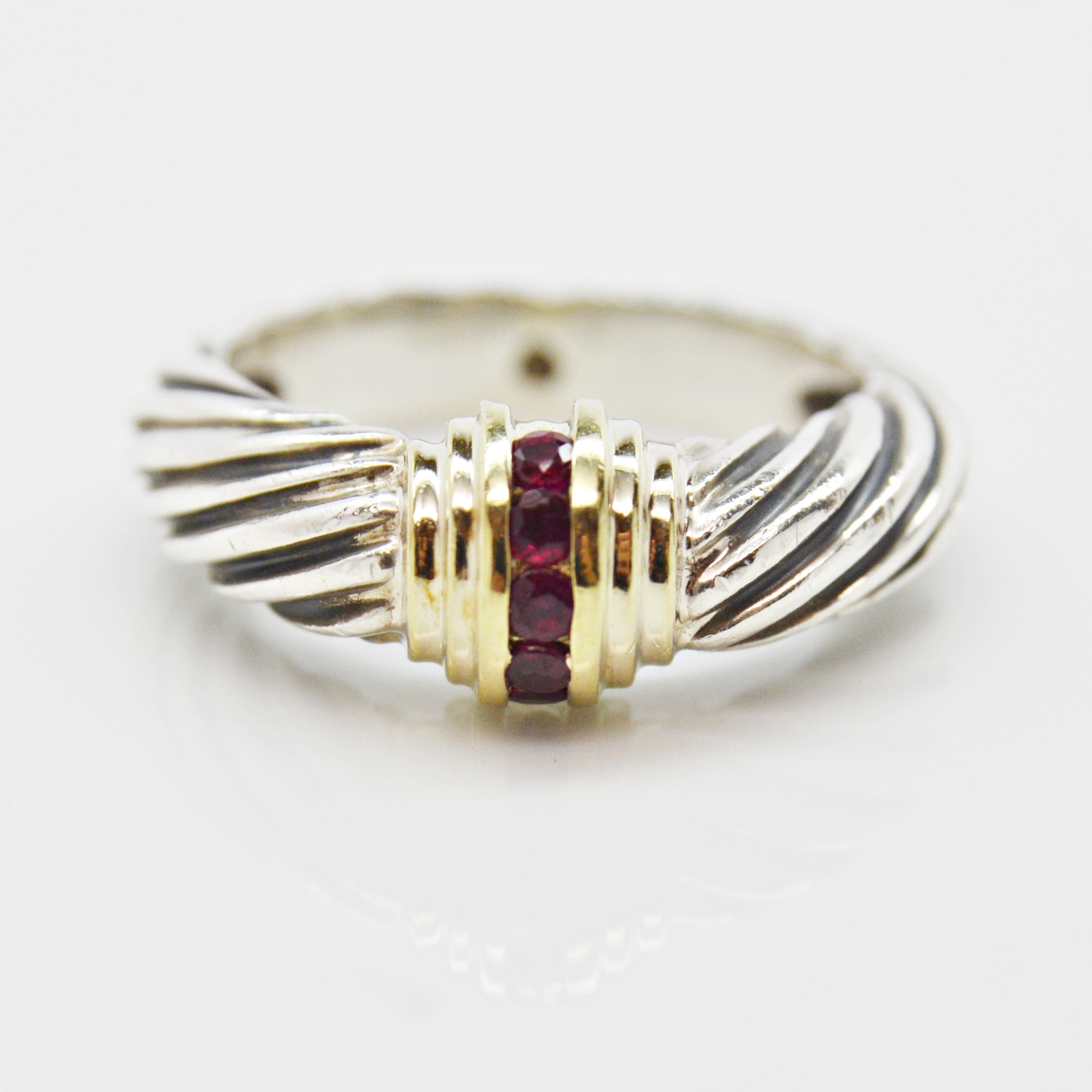 David Yurman Sterling Silver and 14K Yellow Gold Ruby Ring | EBTH
