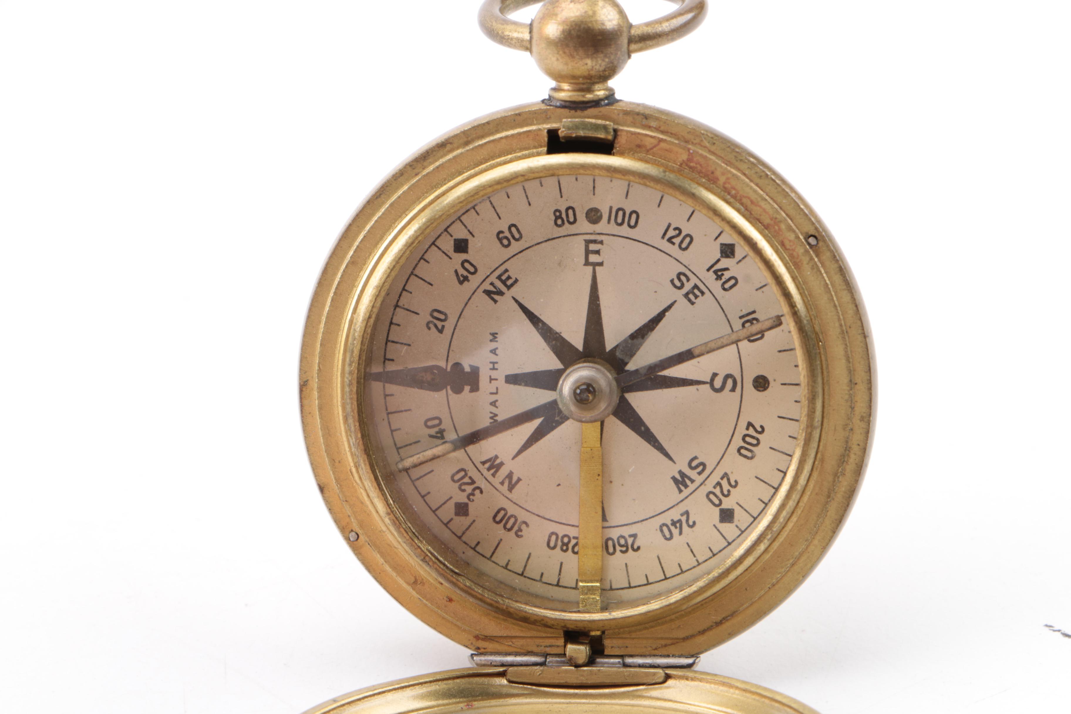 WWI Era Waltham Brass U.S. Military Pocket Type Compass | EBTH