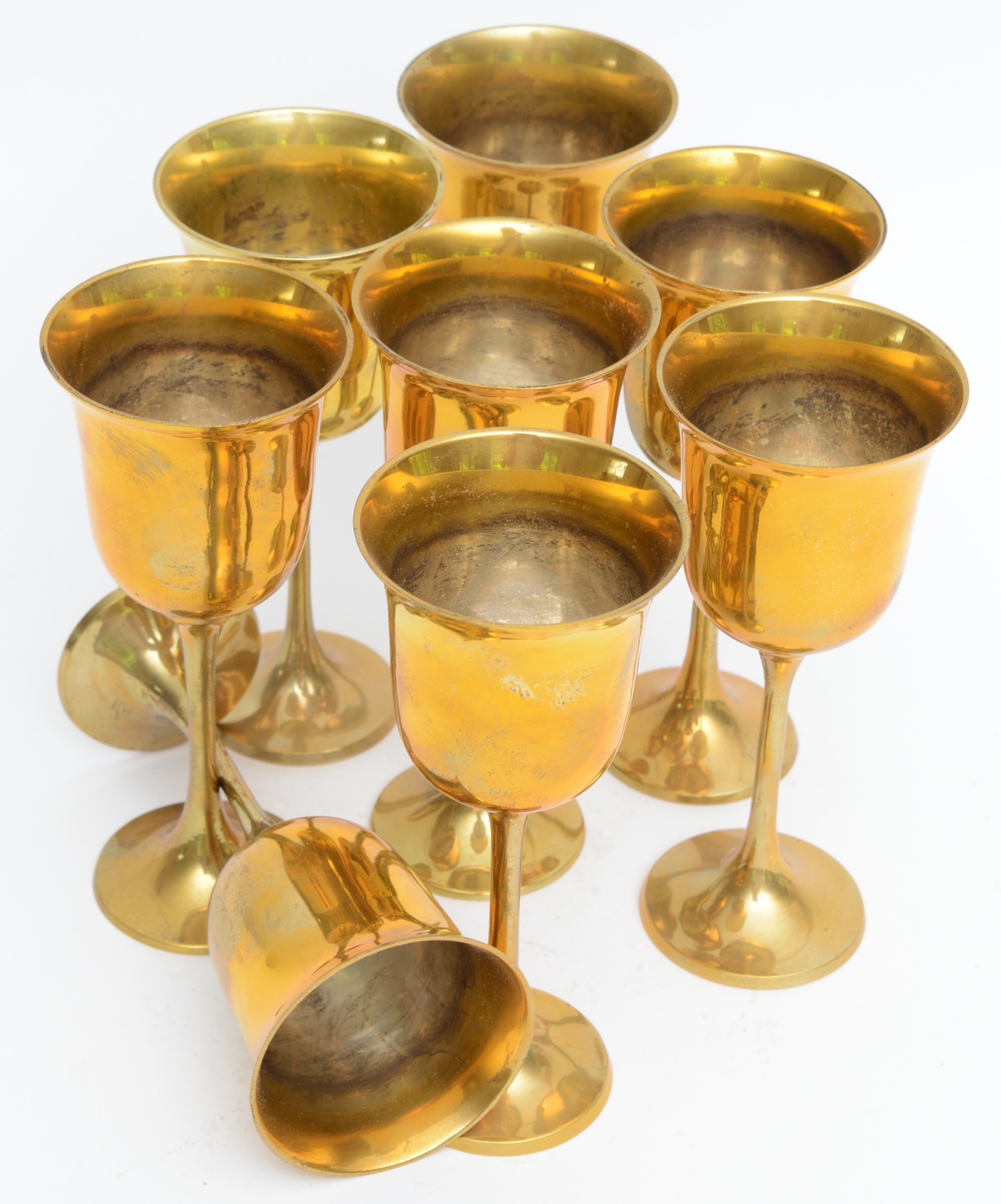 Eight Solid Brass Wine Glasses | EBTH