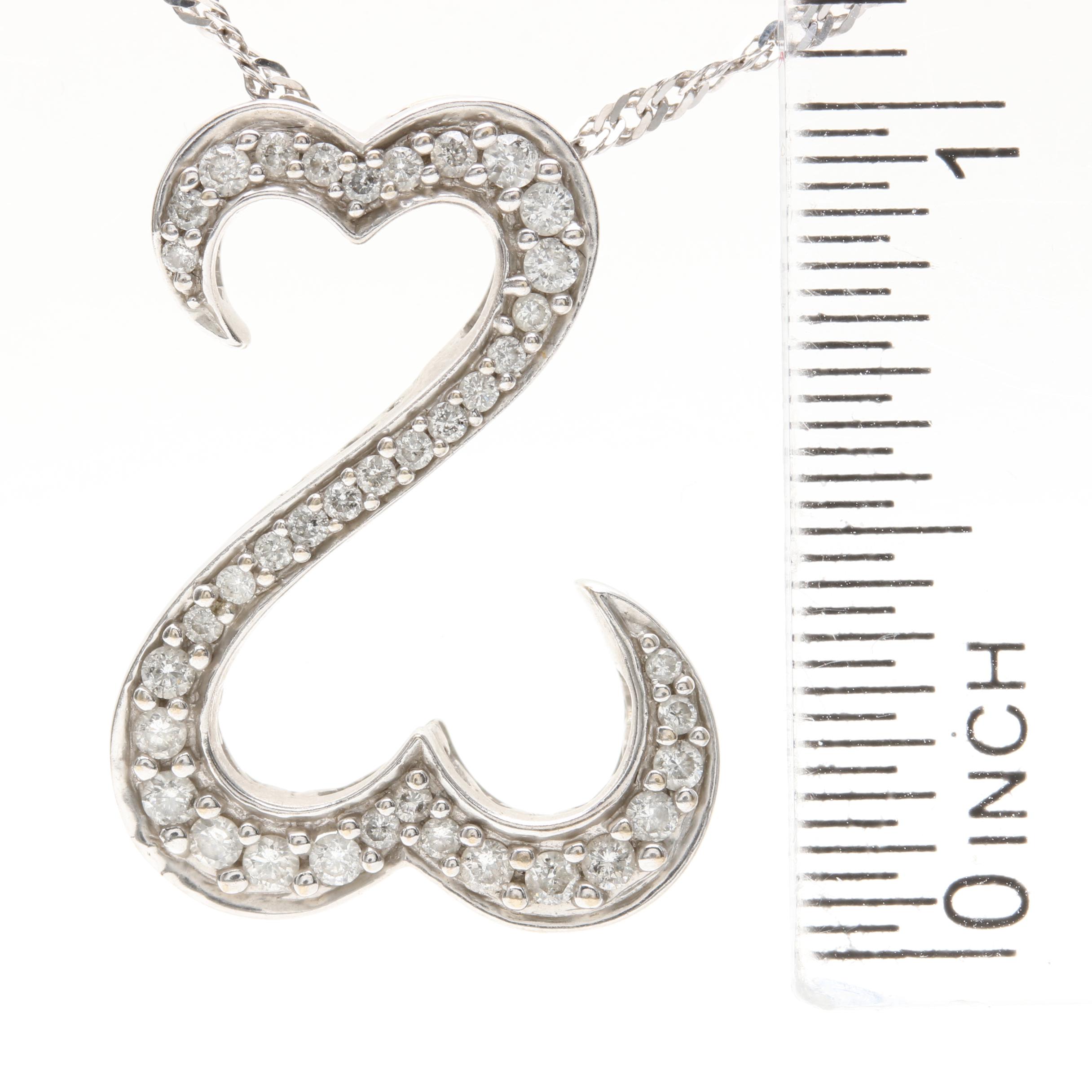 Jane Seymour Open Heart Collection 14K White Gold Diamond Pendant ...