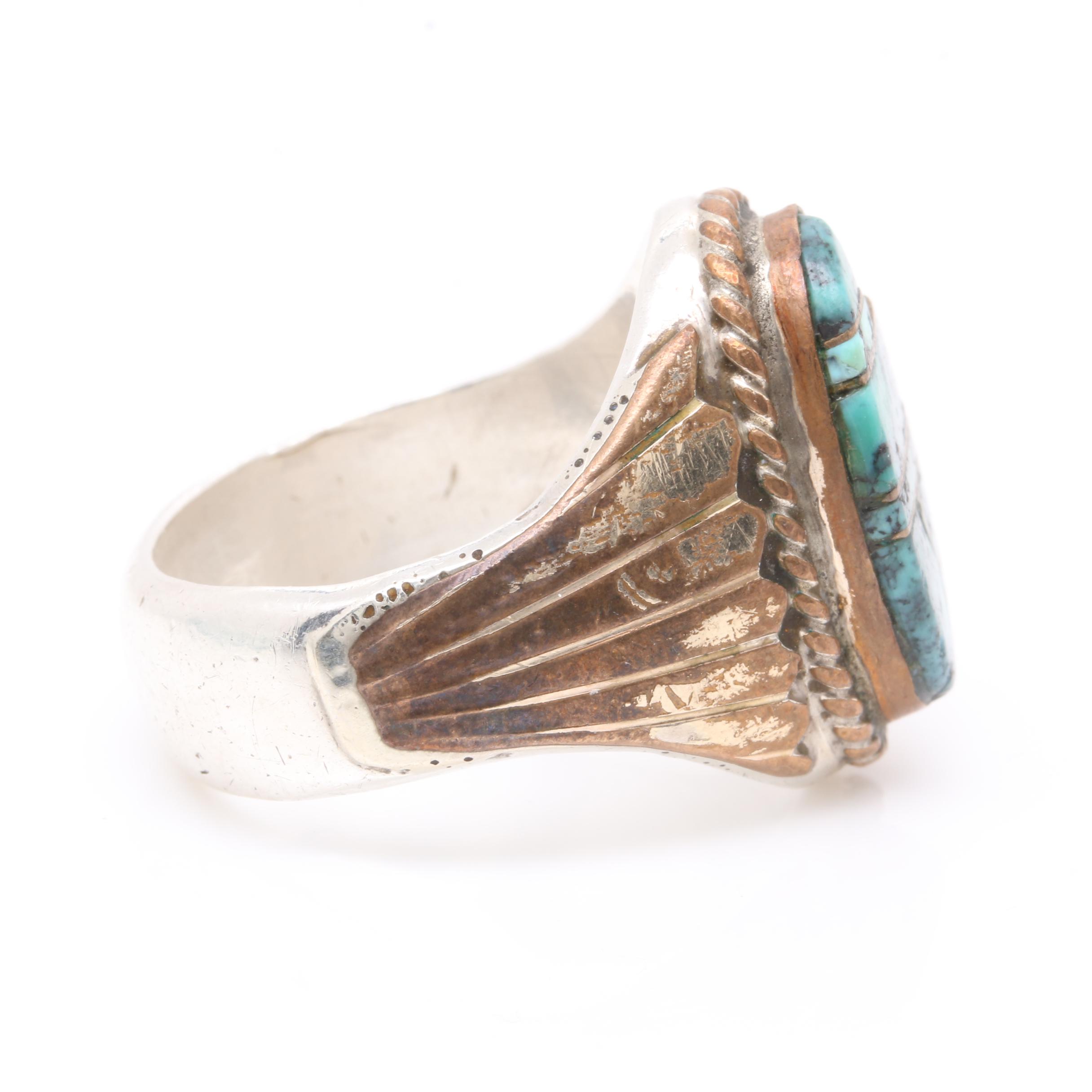 Tommy Jackson Navajo Diné Sterling Silver Turquoise Inlay Ring | EBTH