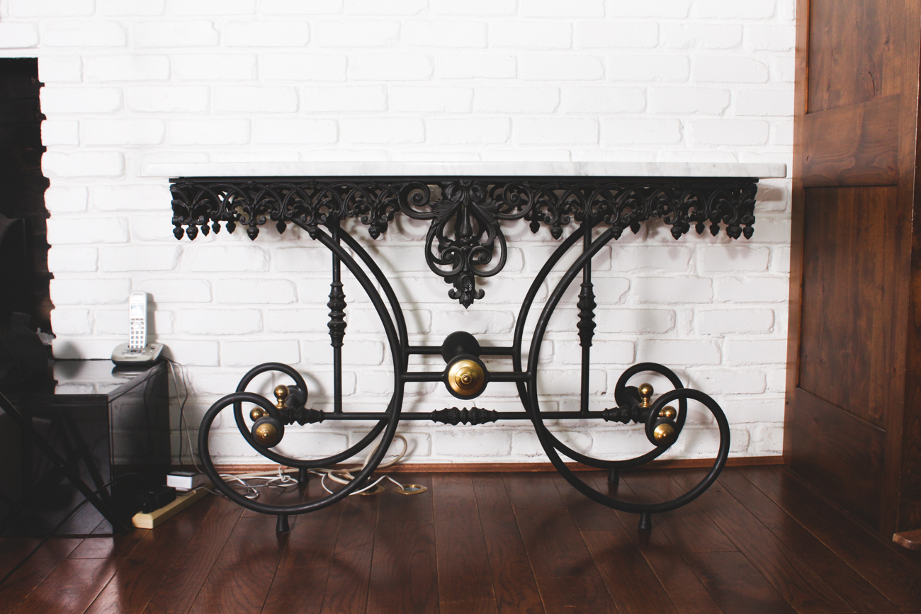 Marble and Wrought Iron Entry Table | EBTH