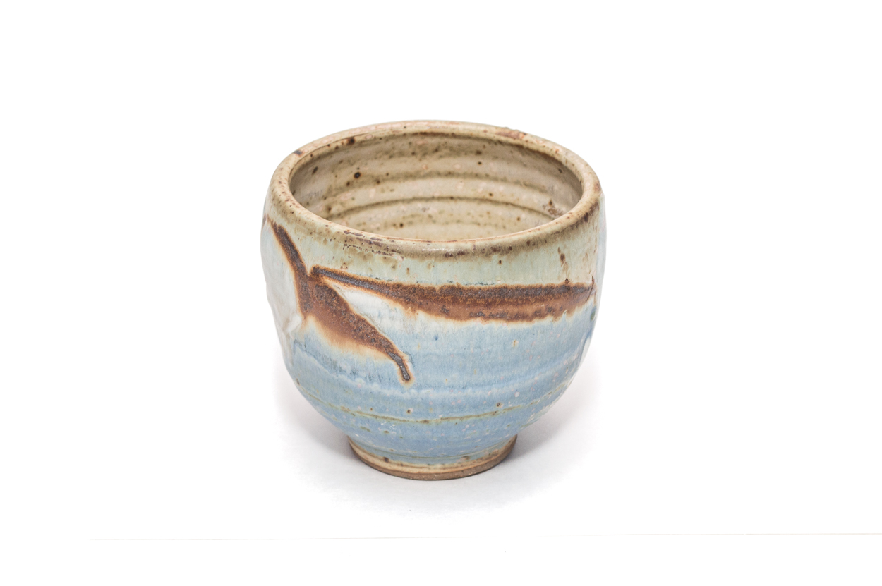 Hand Built Pottery Teapot, Cups and Woven Tray | EBTH