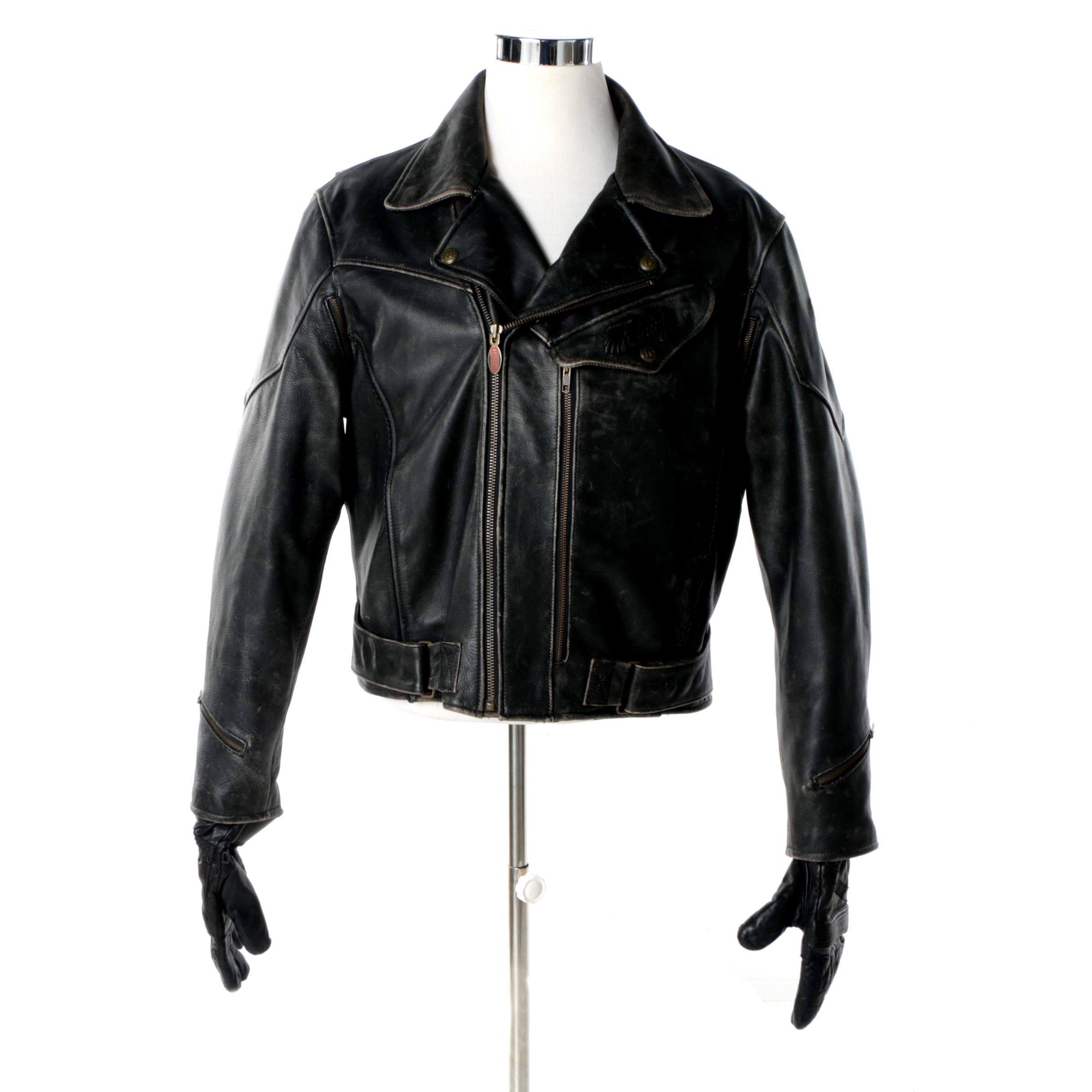 Men's First Gear Distressed Leather Chief Motorcycle Jacket and Olympia ...