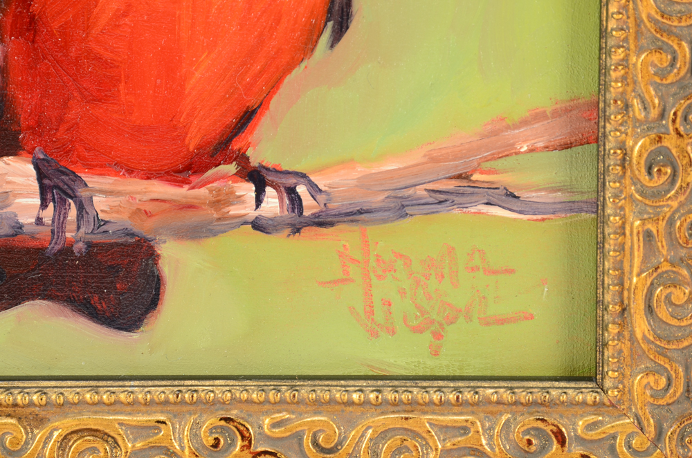 Norma Wilson Original Oil Scarlet Tanager Bird | EBTH