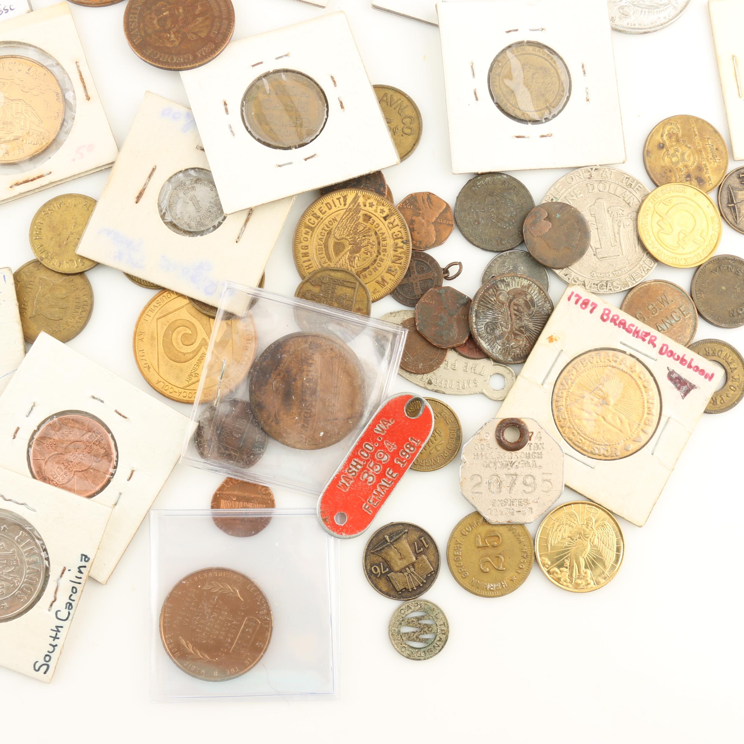 Group of Ninety Vintage Tokens, Medals and Novelty Coins | EBTH