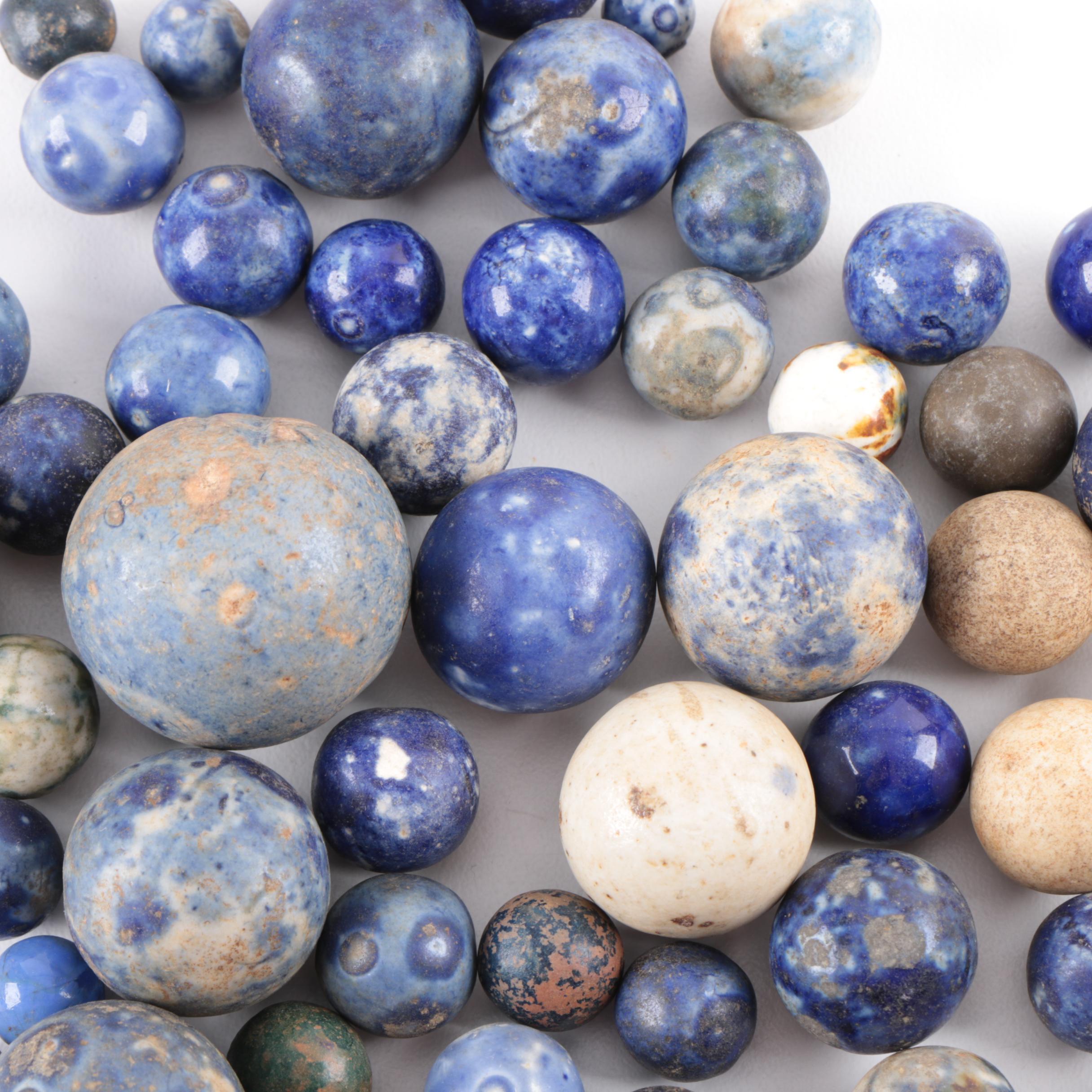 Collection of Antique Blue Bennington Marbles | EBTH