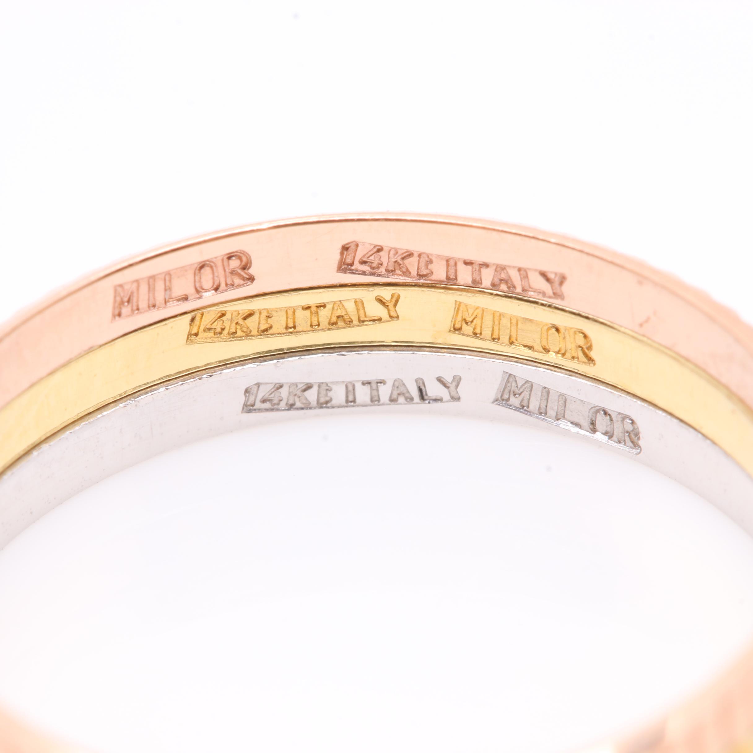Milor 14K Yellow, Rose, and White Gold Stacking Rings | EBTH