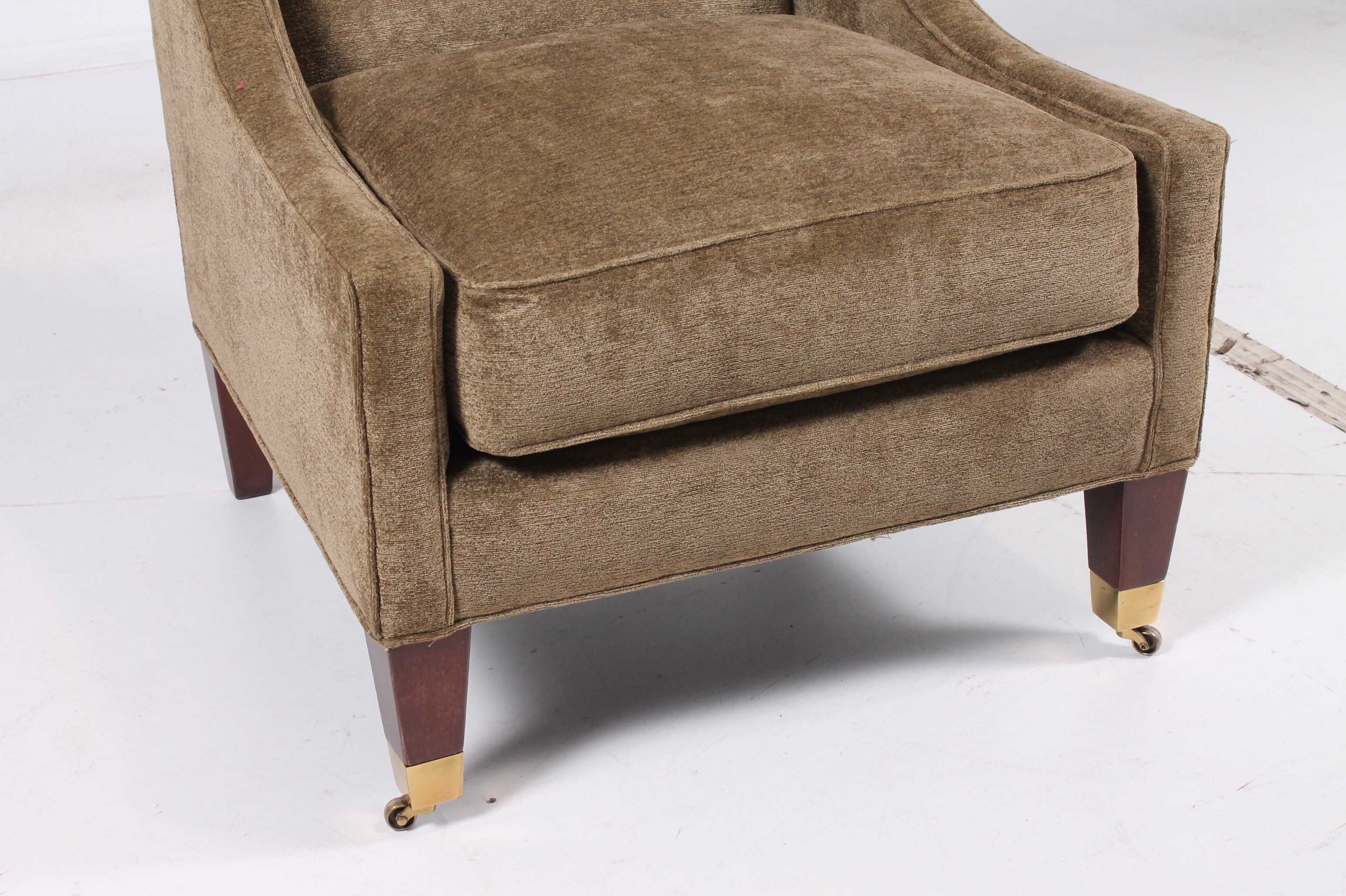 Pearson Olive Chenille Wingback Chair | EBTH