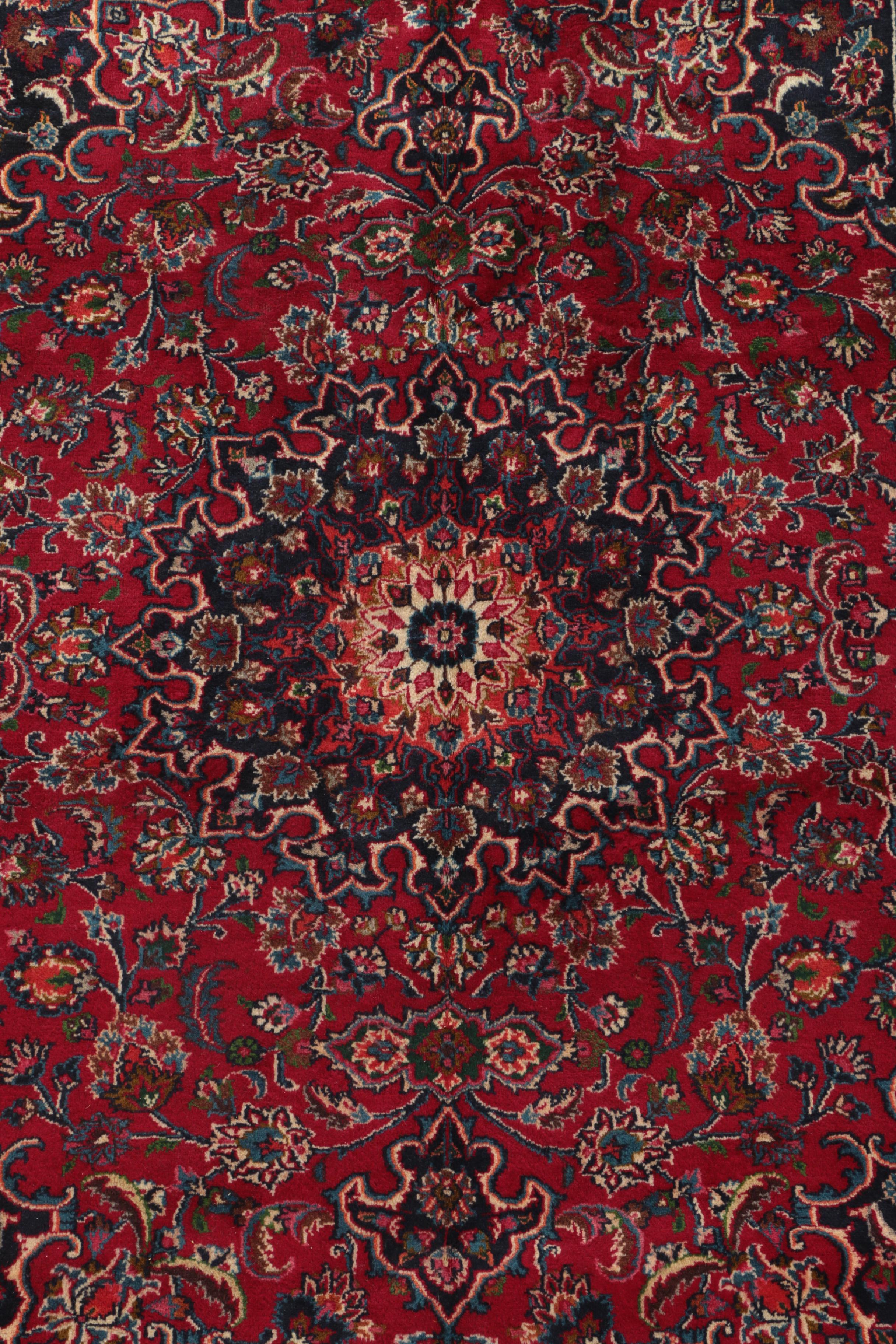 Hand-Knotted Persian Kashan Area Rug | EBTH