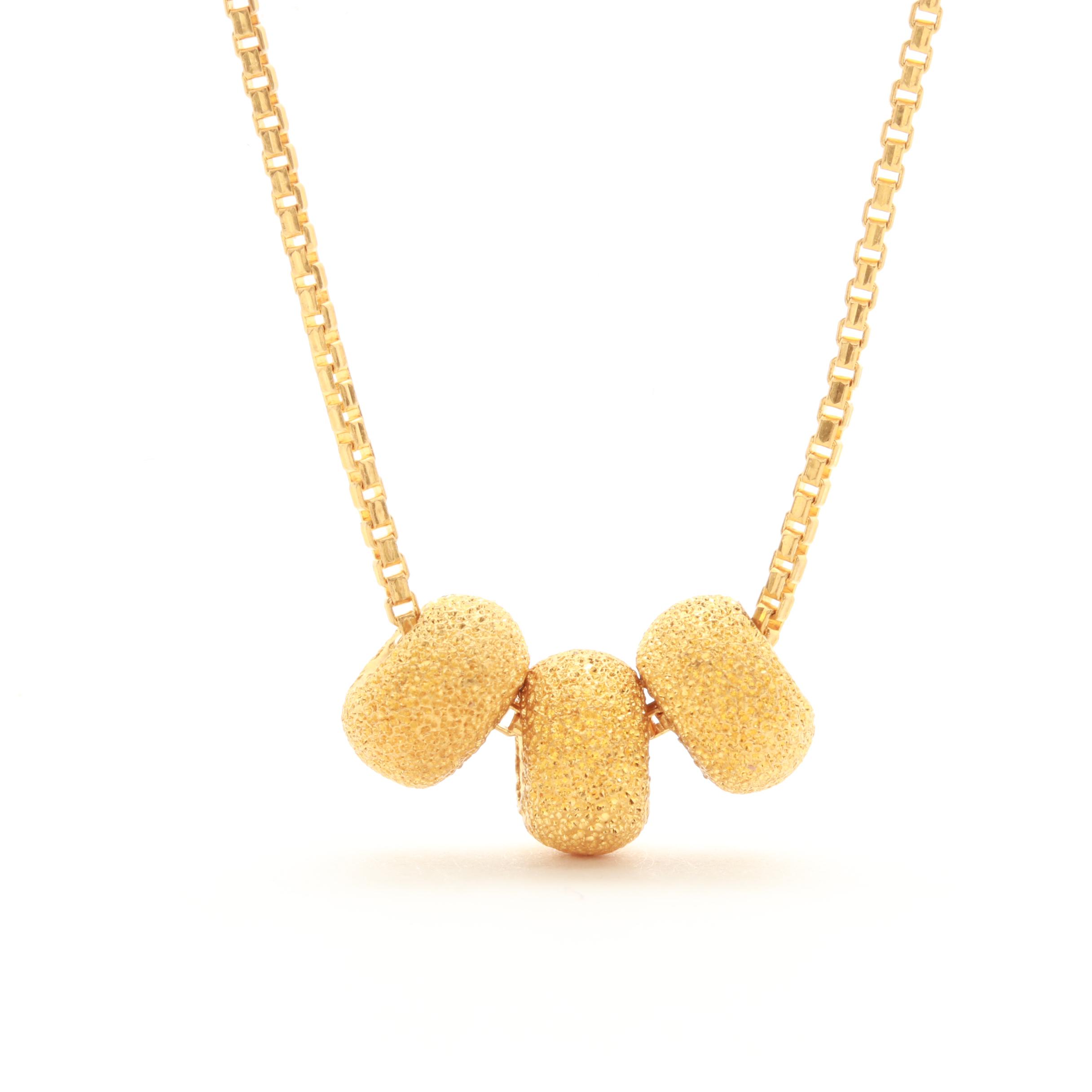 24K Yellow Gold Sphere Pendant Necklace | EBTH