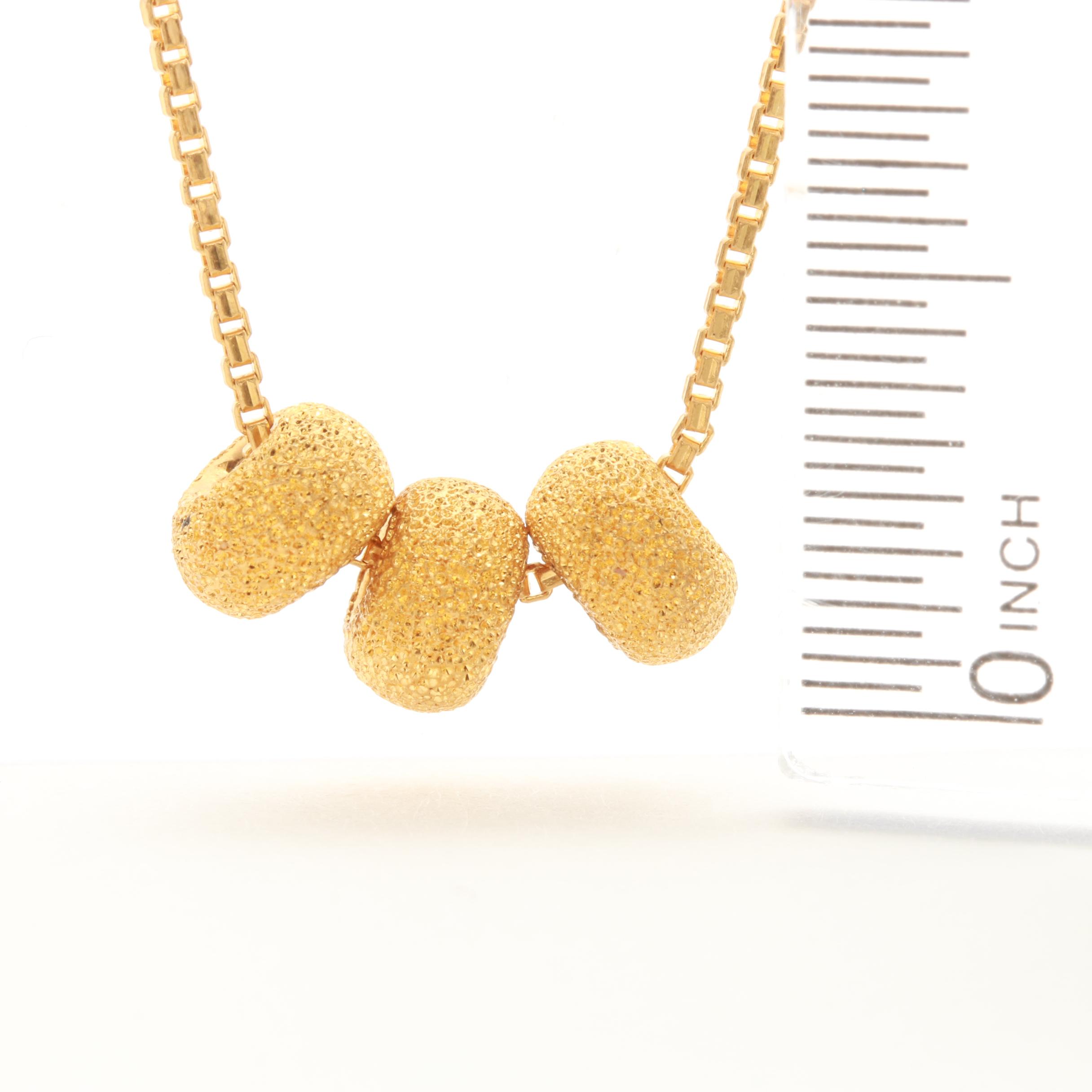 24K Yellow Gold Sphere Pendant Necklace | EBTH