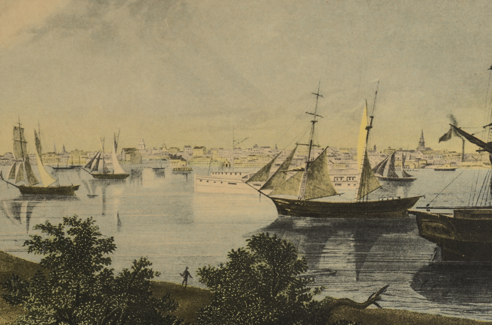 Vintage Hand-Colored Halftone Print "The City of Detroit, 1870" | EBTH