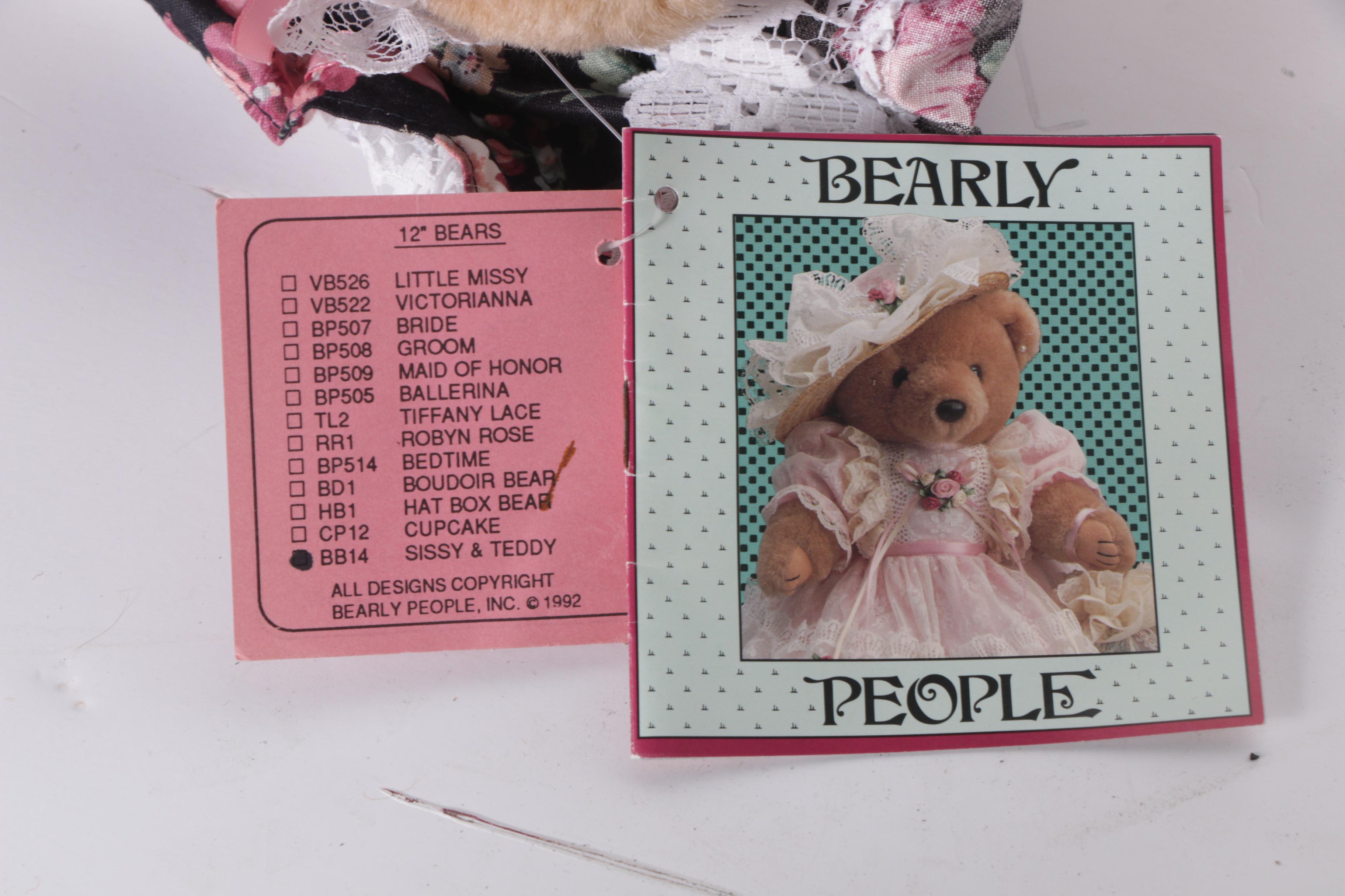 1992 Bearly People "Sissy & Teddy" Plush Bears | EBTH