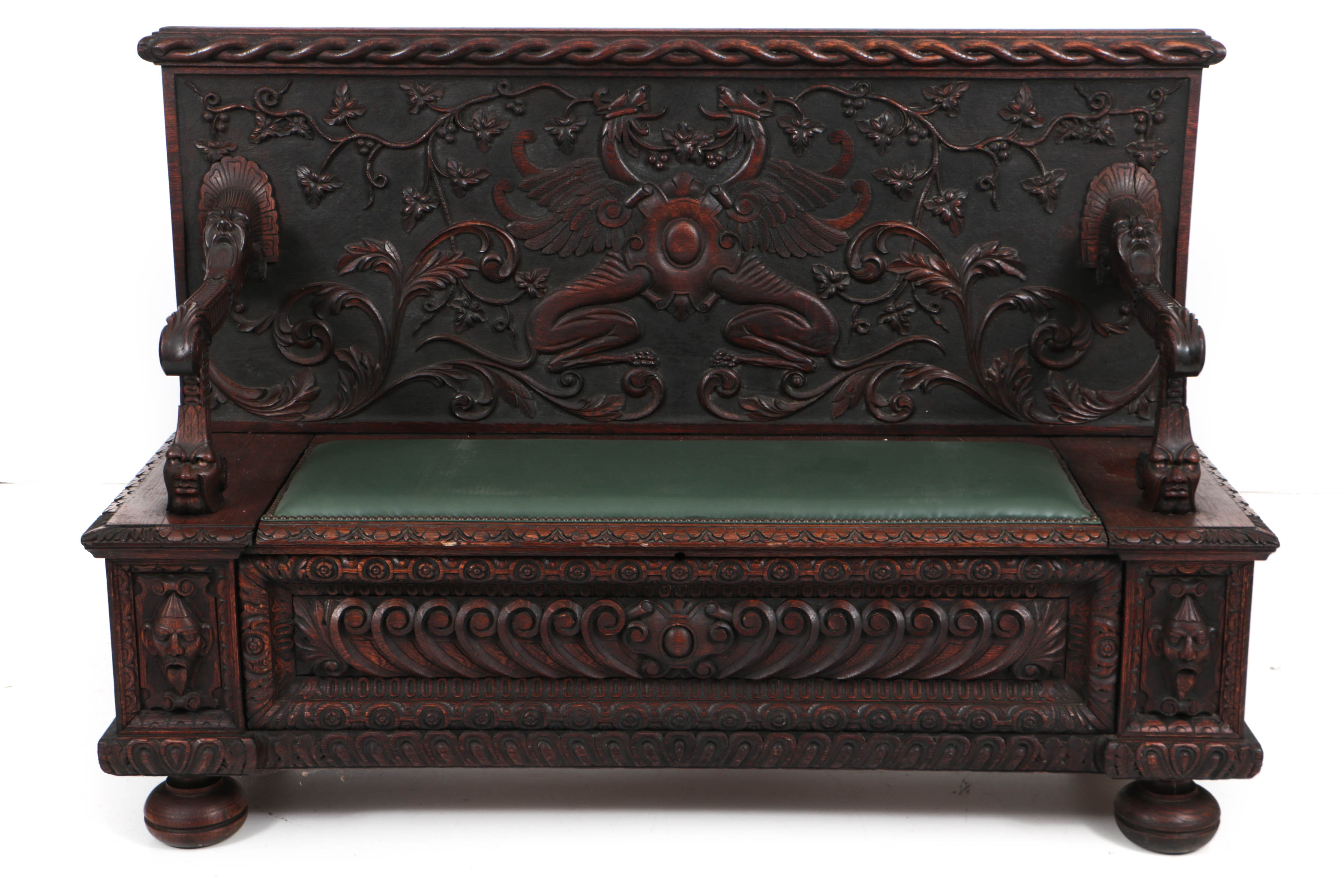 19th Century Oak Renaissance Revival Bench | EBTH