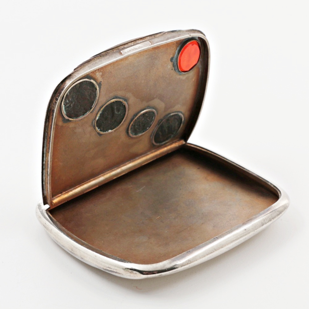 Antique Coin Silver Pocket Case with Bezel Set Ancient Coins and ...