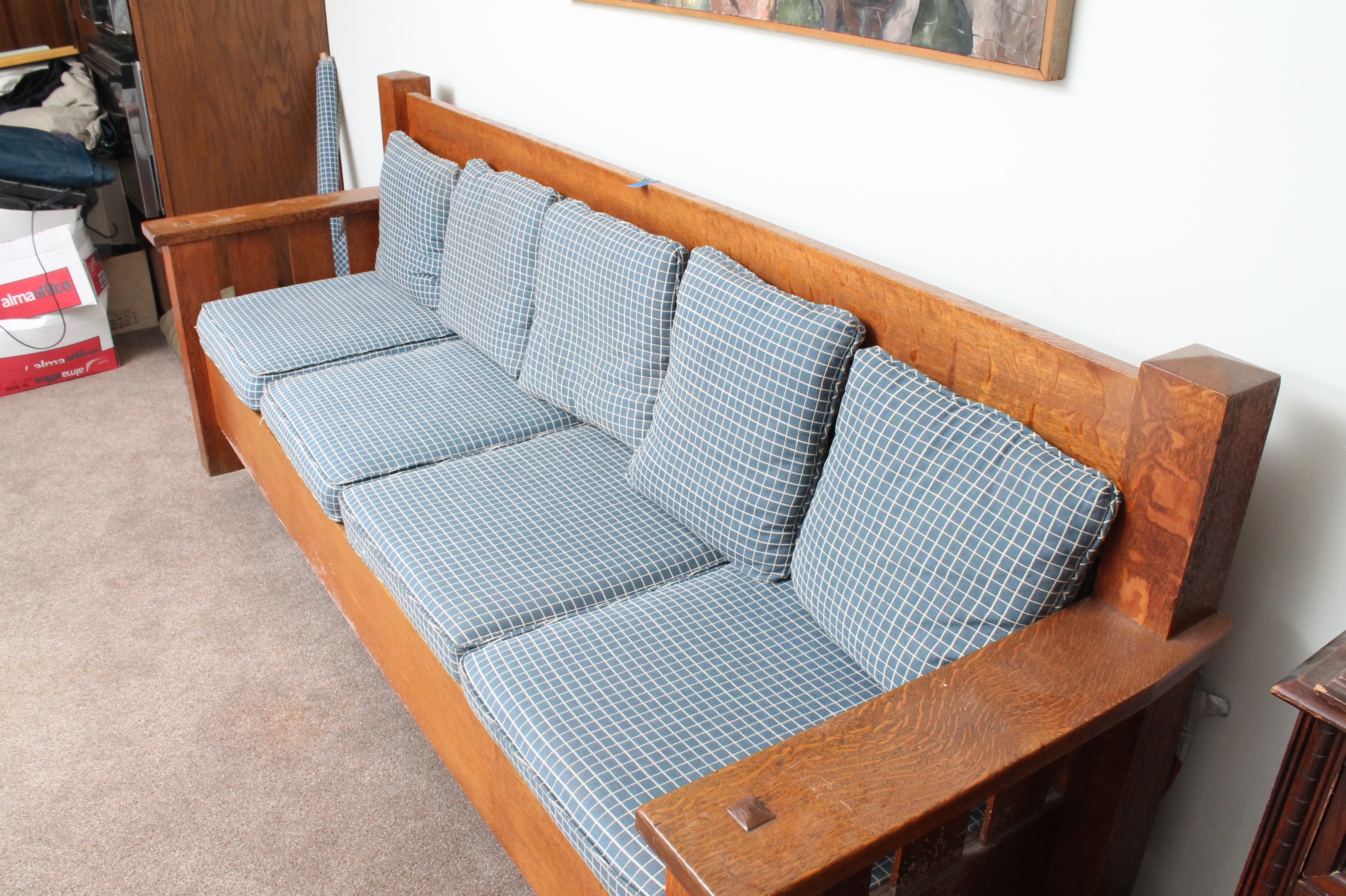 Vintage Craftsman Style Oak Sofa | EBTH